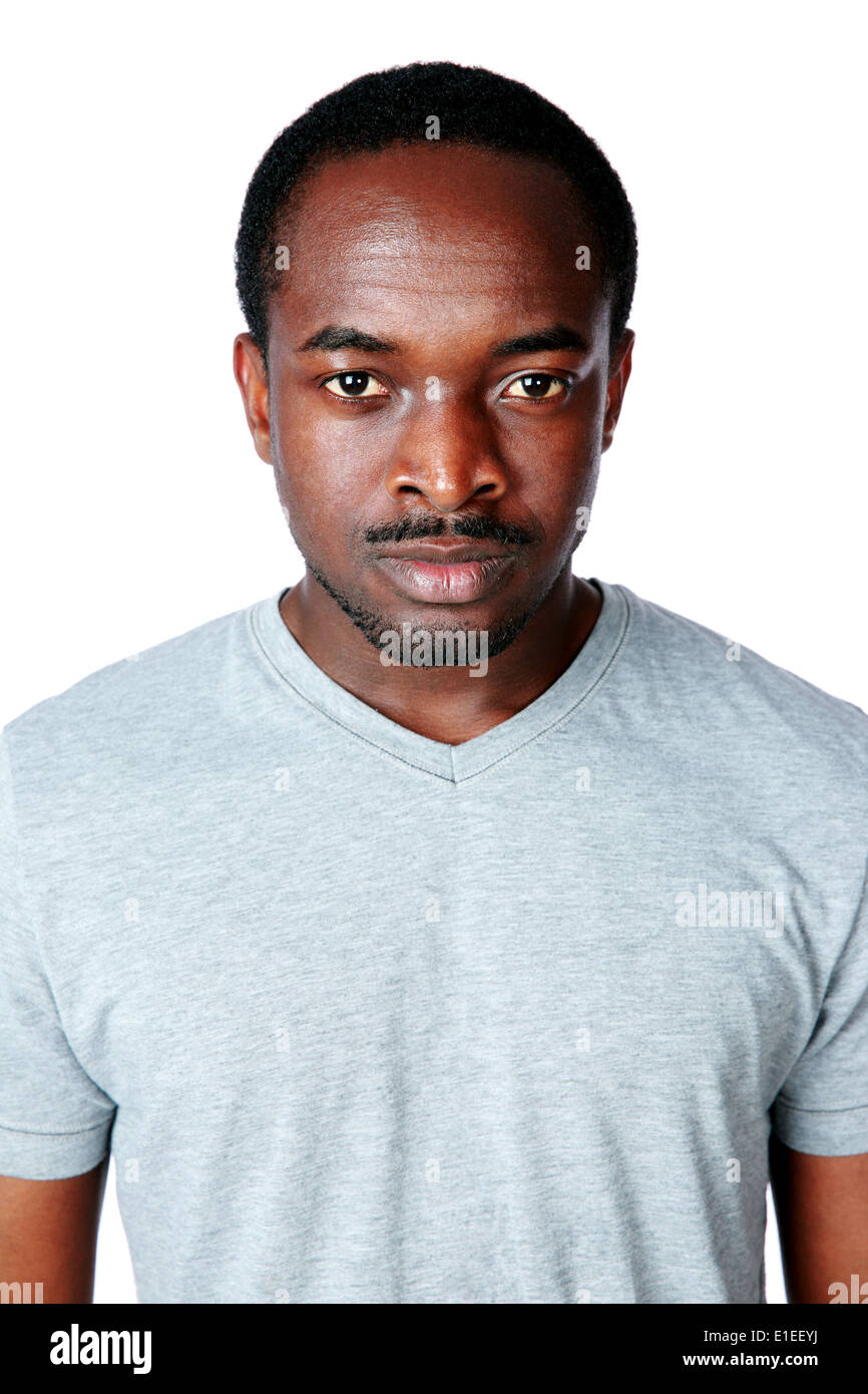 Portrait of a serious african man isolated on white background Stock ...