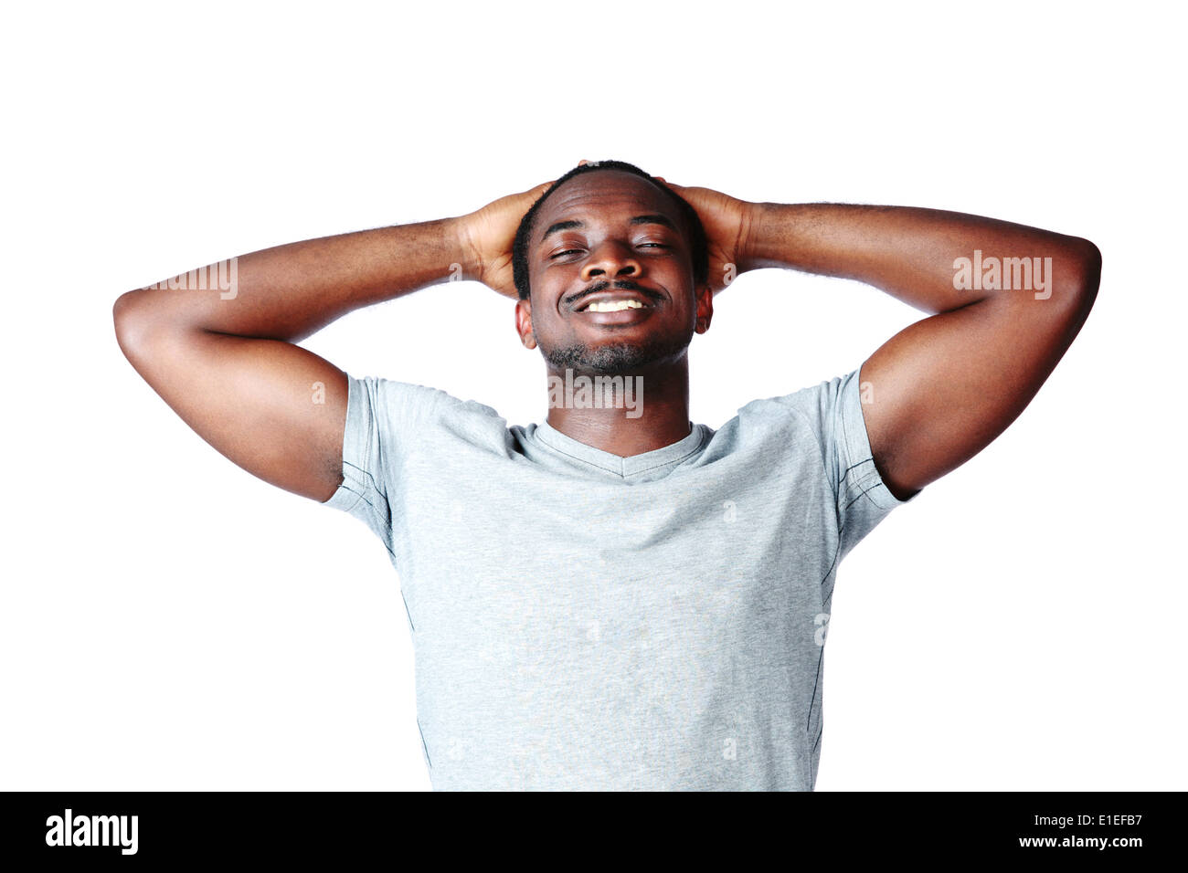 Portrait of a relaxed african man over white background Stock Photo - Alamy