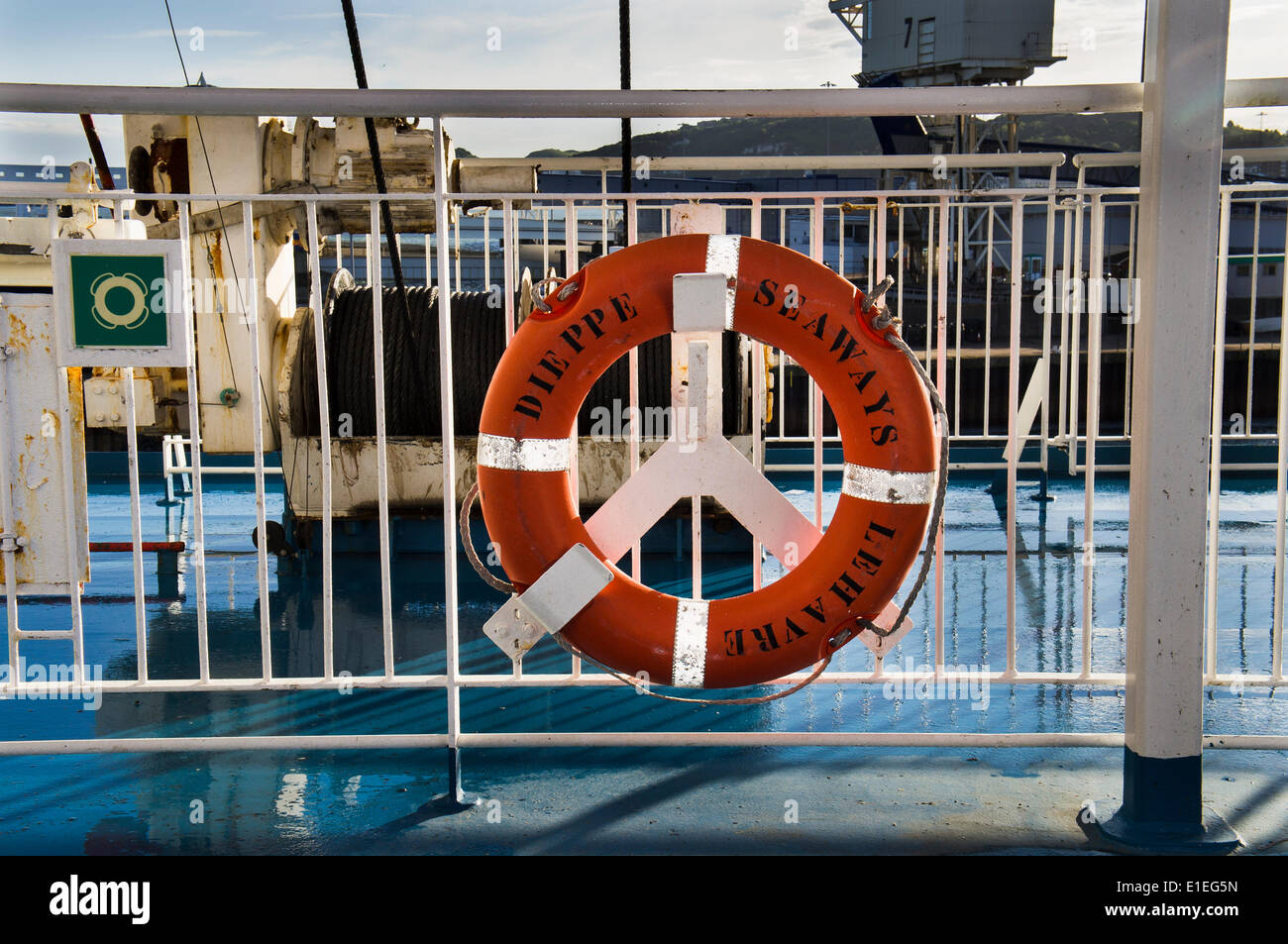 Dover, port, ferry, ferryboat, ship DFDS SEAWAYS, life ring, Great ...