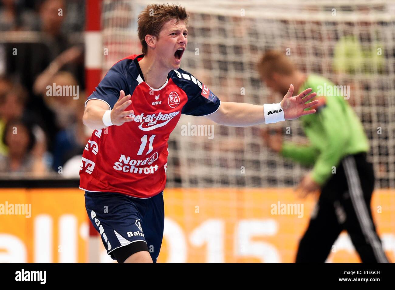 Cologne, Germany. 01st June, 2014. Flensburg's Lasse Svan reacts during ...