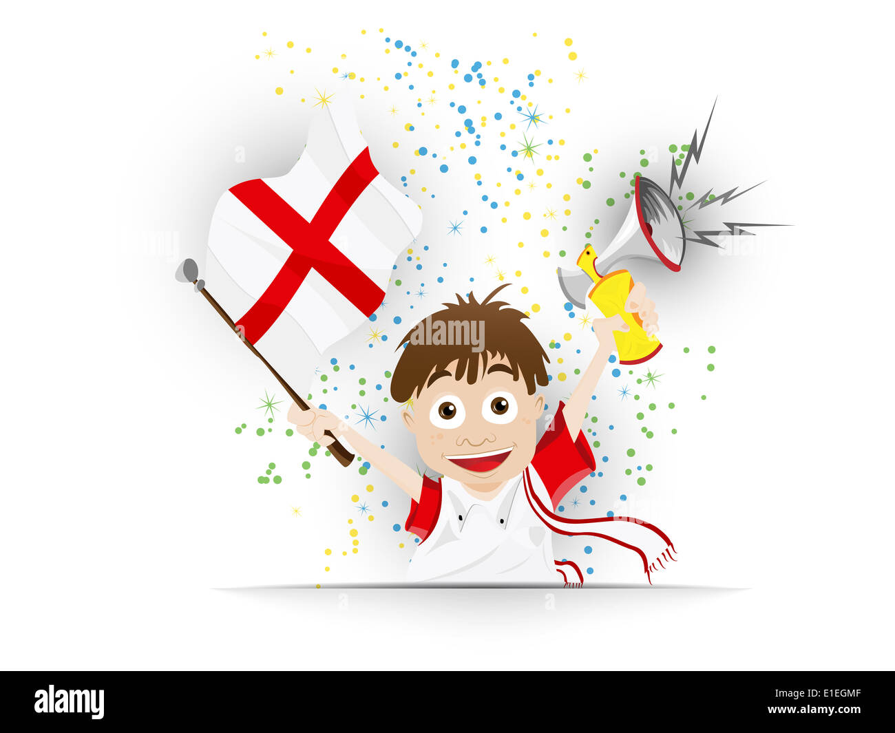 Vector - England Soccer Fan Flag Cartoon Stock Photo - Alamy