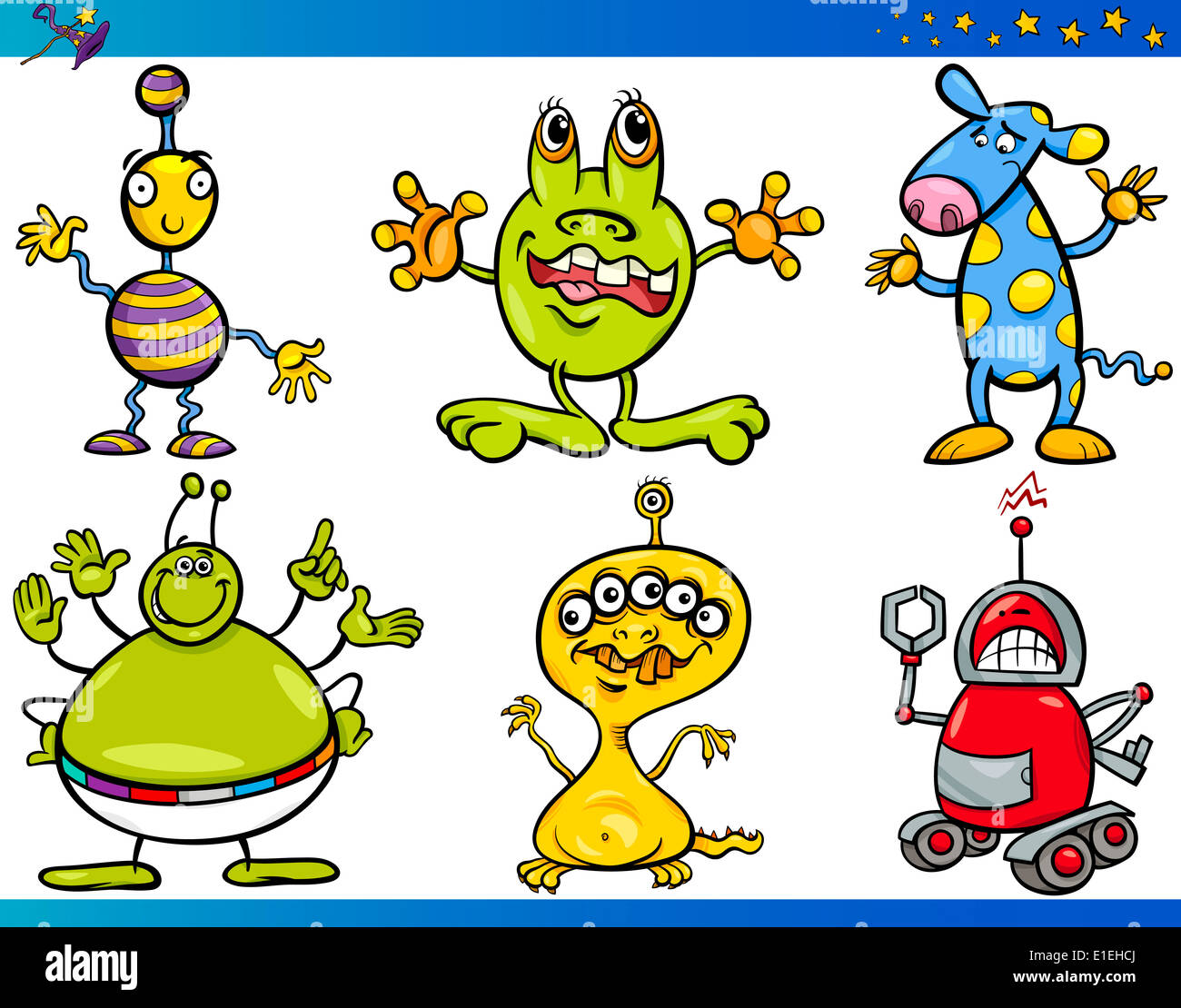 Cartoon Illustrations Set of Fairytale or Fantasy Funny Characters ...