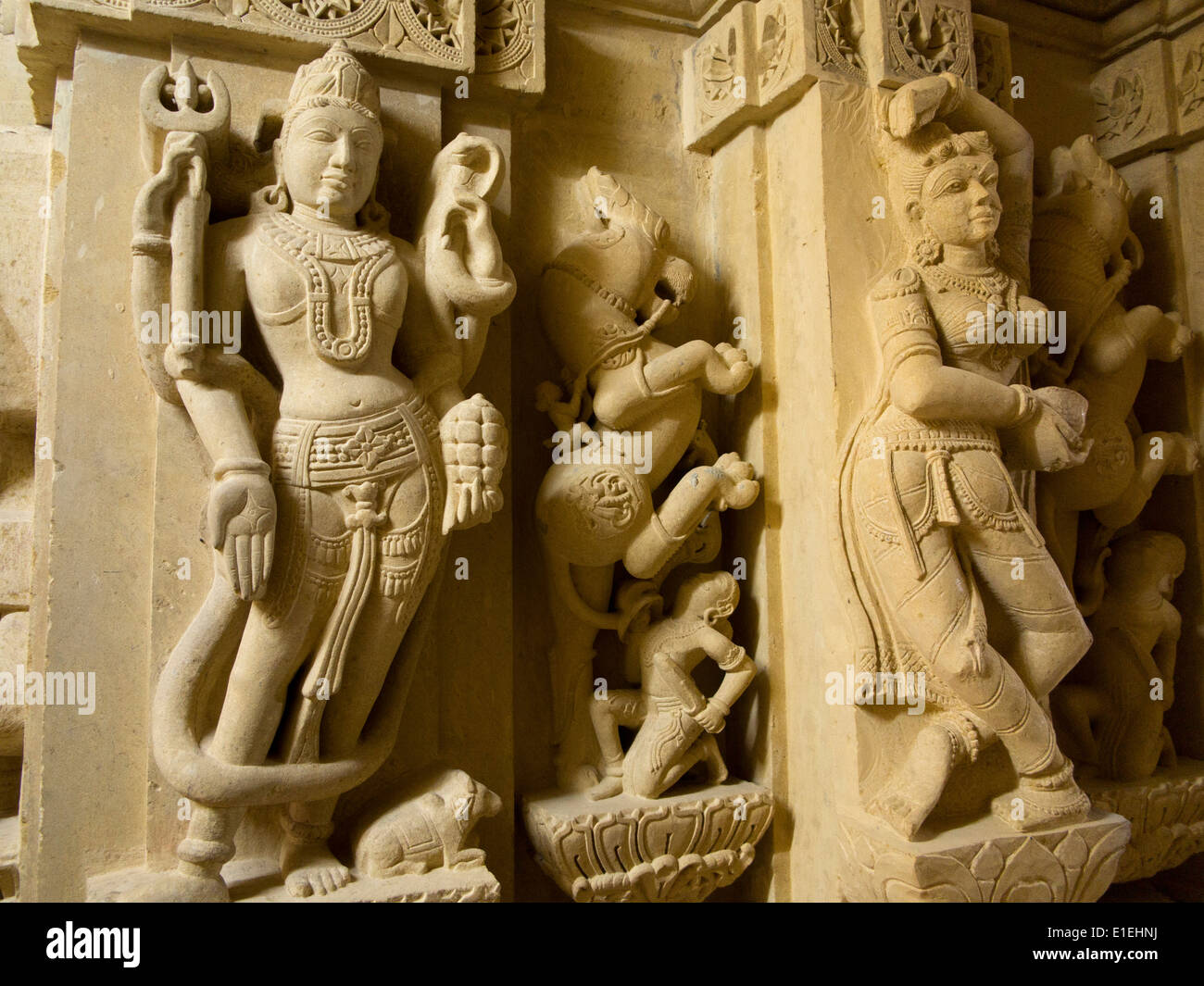 Carved figures on jain temple hi-res stock photography and images - Alamy