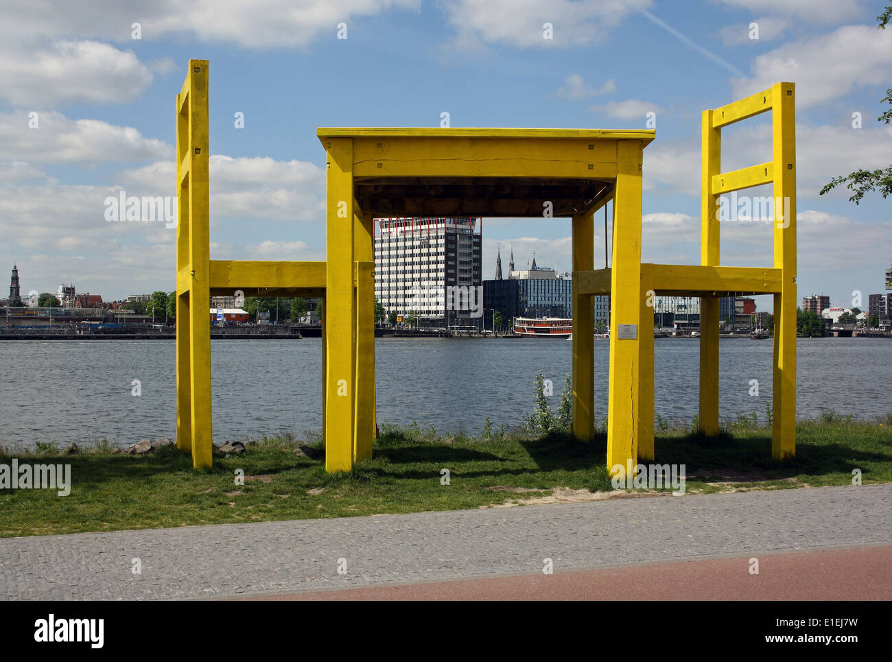 Giant yellow table and chairs, Amsterdam Stock Photo - Alamy