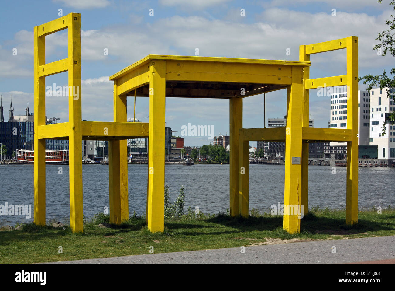 Giant yellow table and chairs, Amsterdam Stock Photo - Alamy
