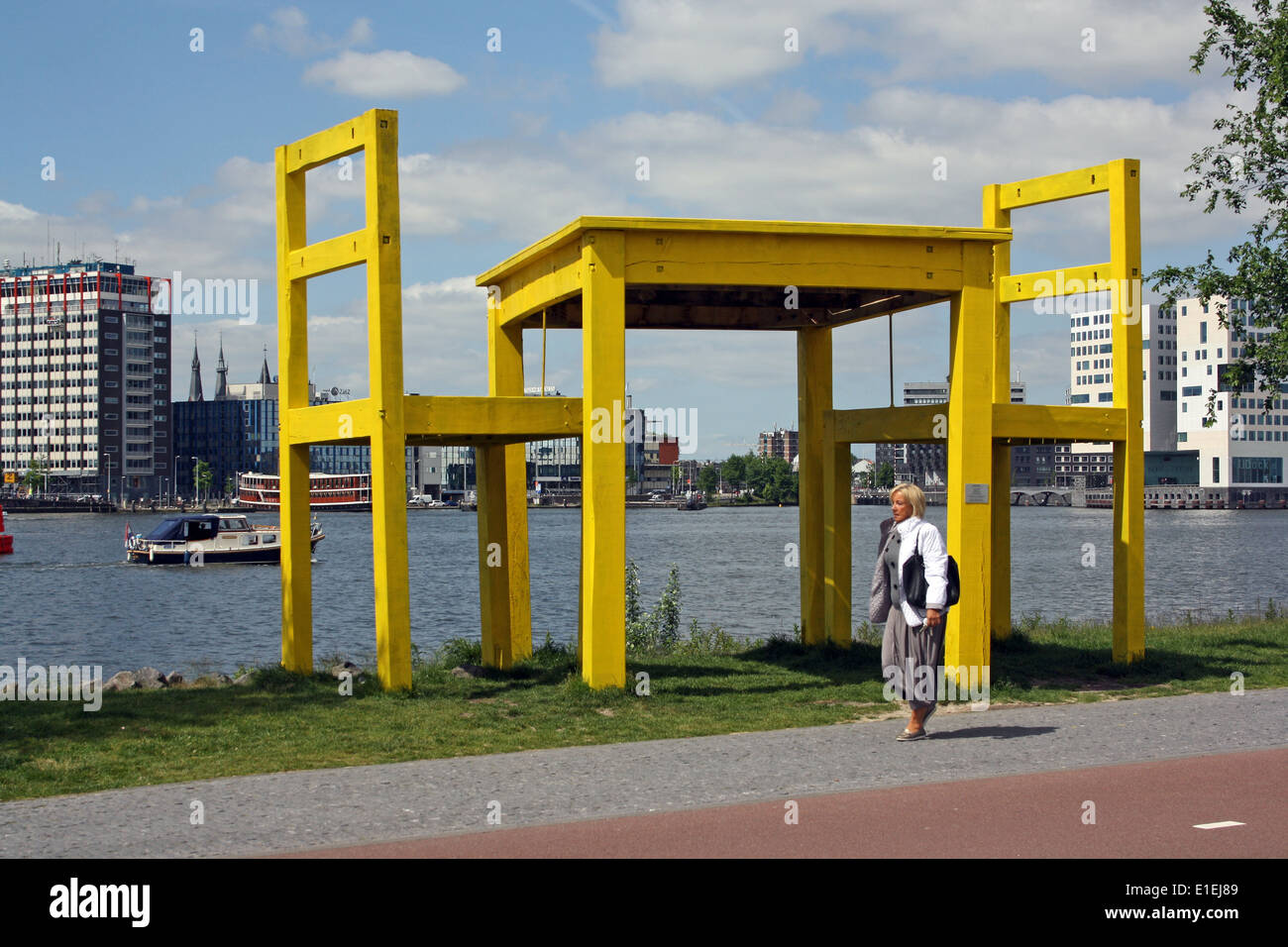 Giant yellow table and chairs, Amsterdam Stock Photo - Alamy