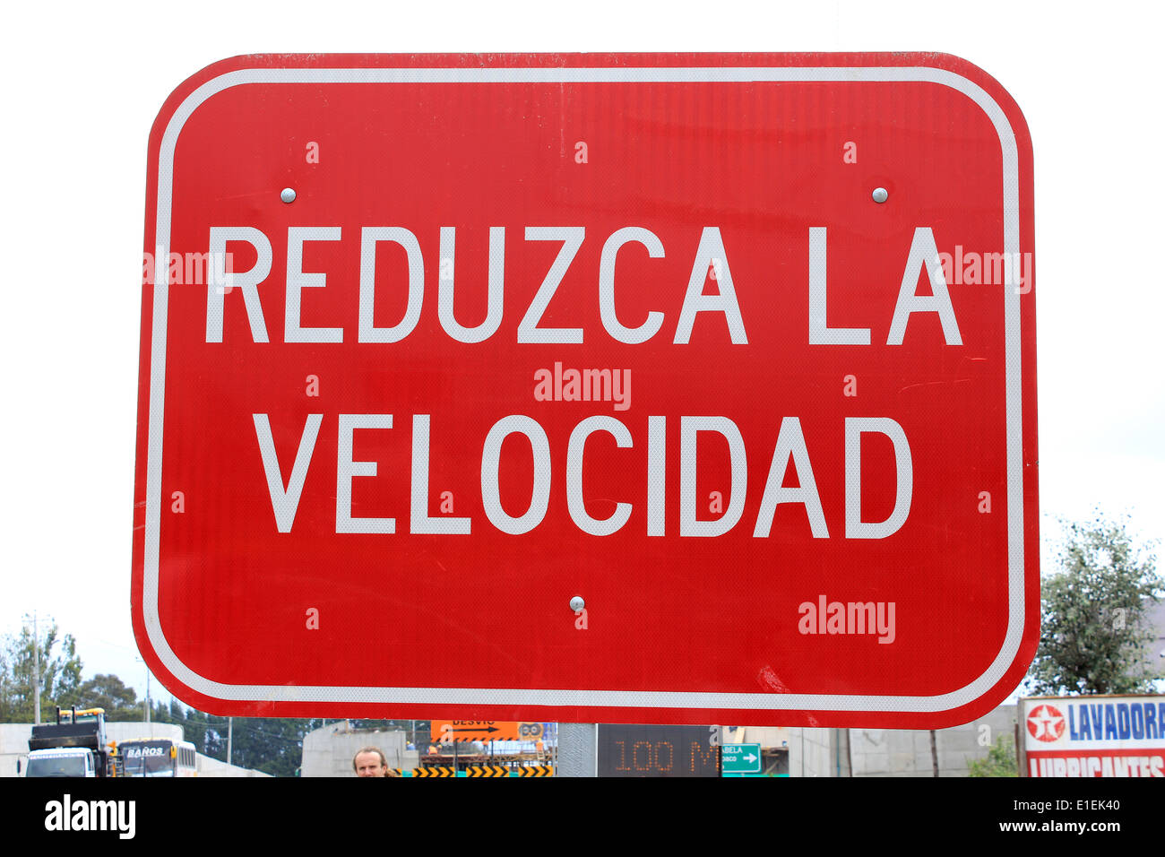 Reduce speed sign hi-res stock photography and images - Alamy