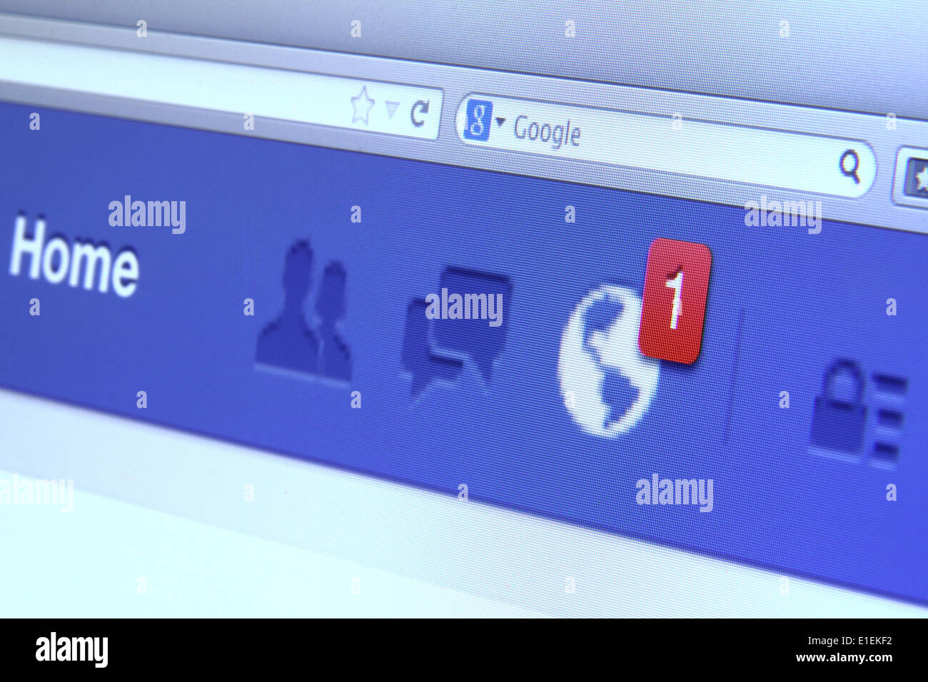 Facebook notification on computer screen. Facebook is the world’s ...