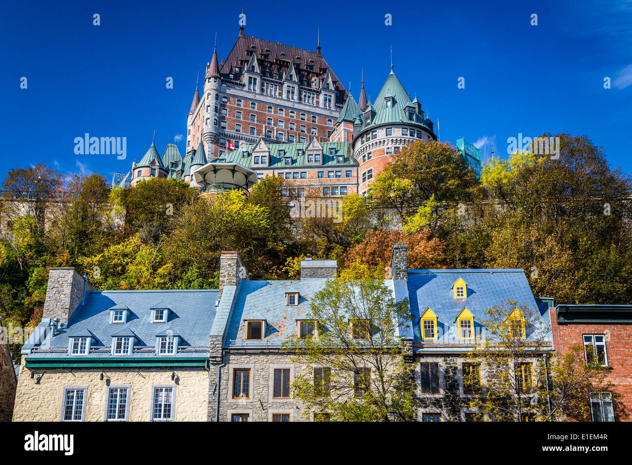 The Fairmont Chateau Frontenac and the historic buildings of Lower Town ...