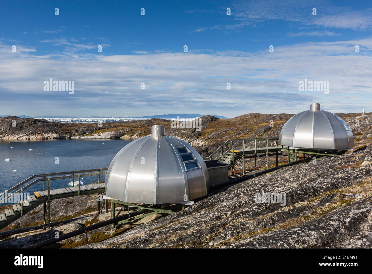 Modern igloo cabins for rent from the Hotel Arctic in the town of ...