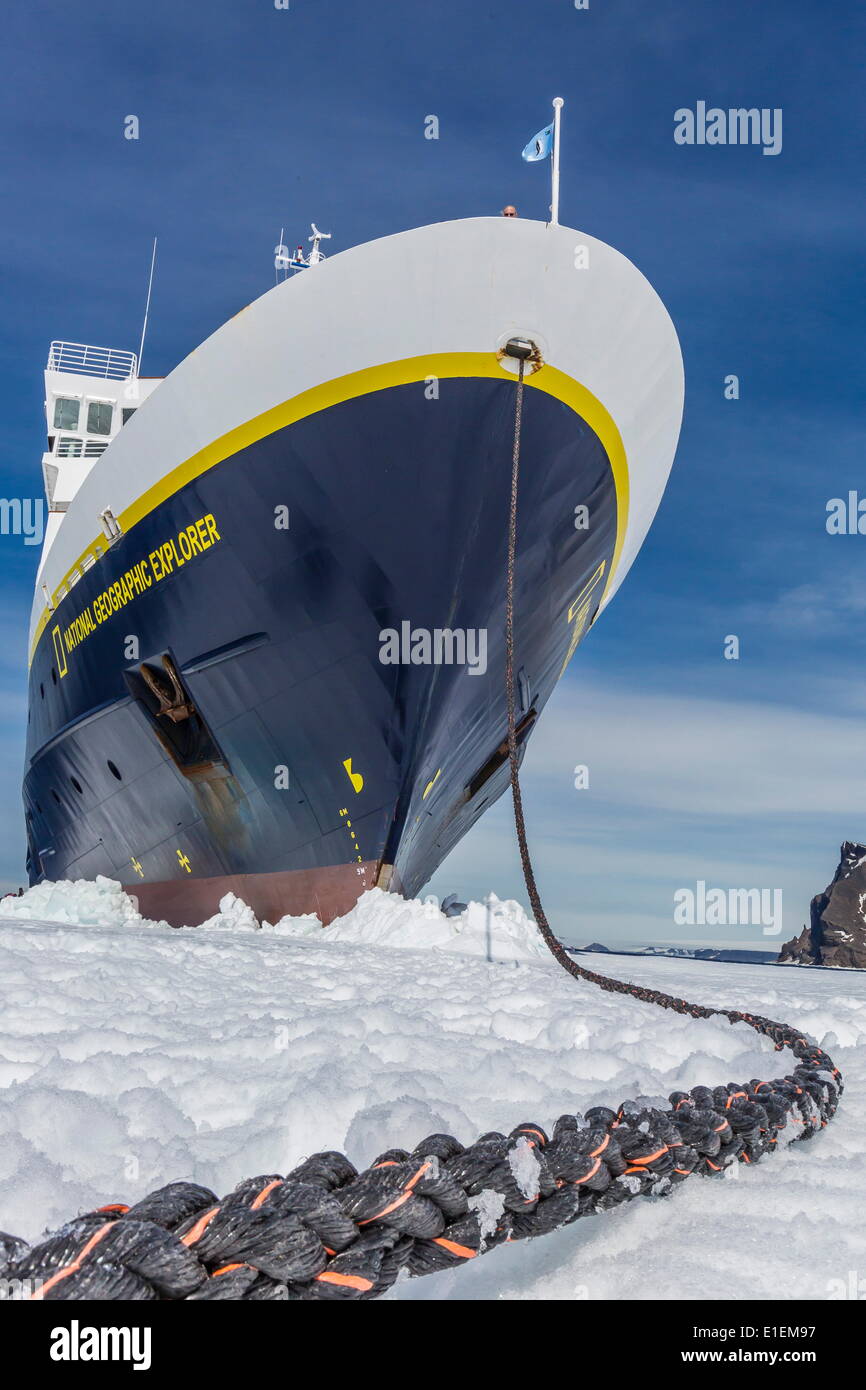The Lindblad Expeditions ship National Geographic Explorer wedged into ...