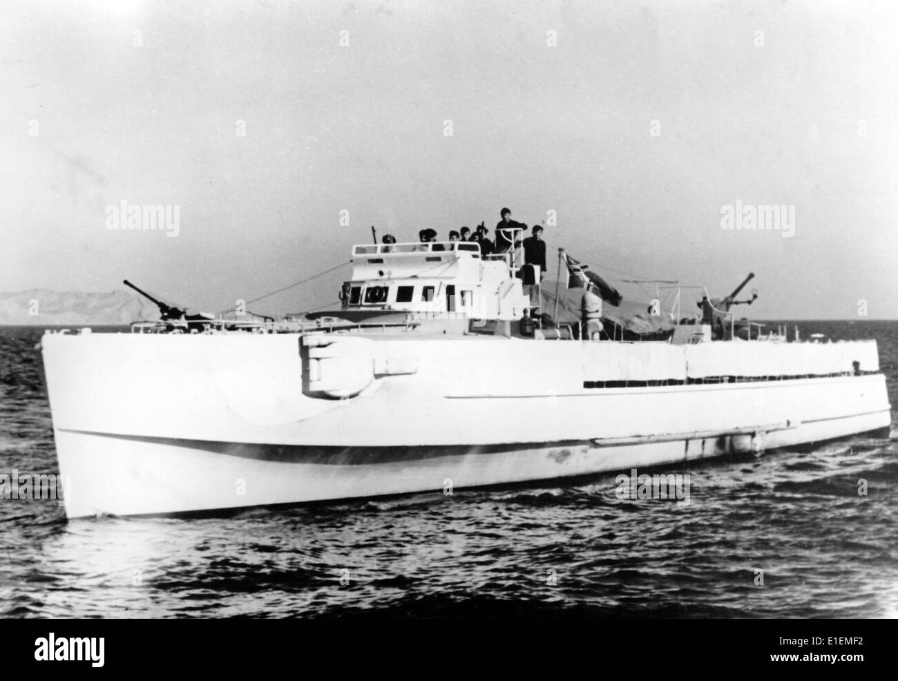 The picture from Nazi news reporting shows a German speed boat off the ...