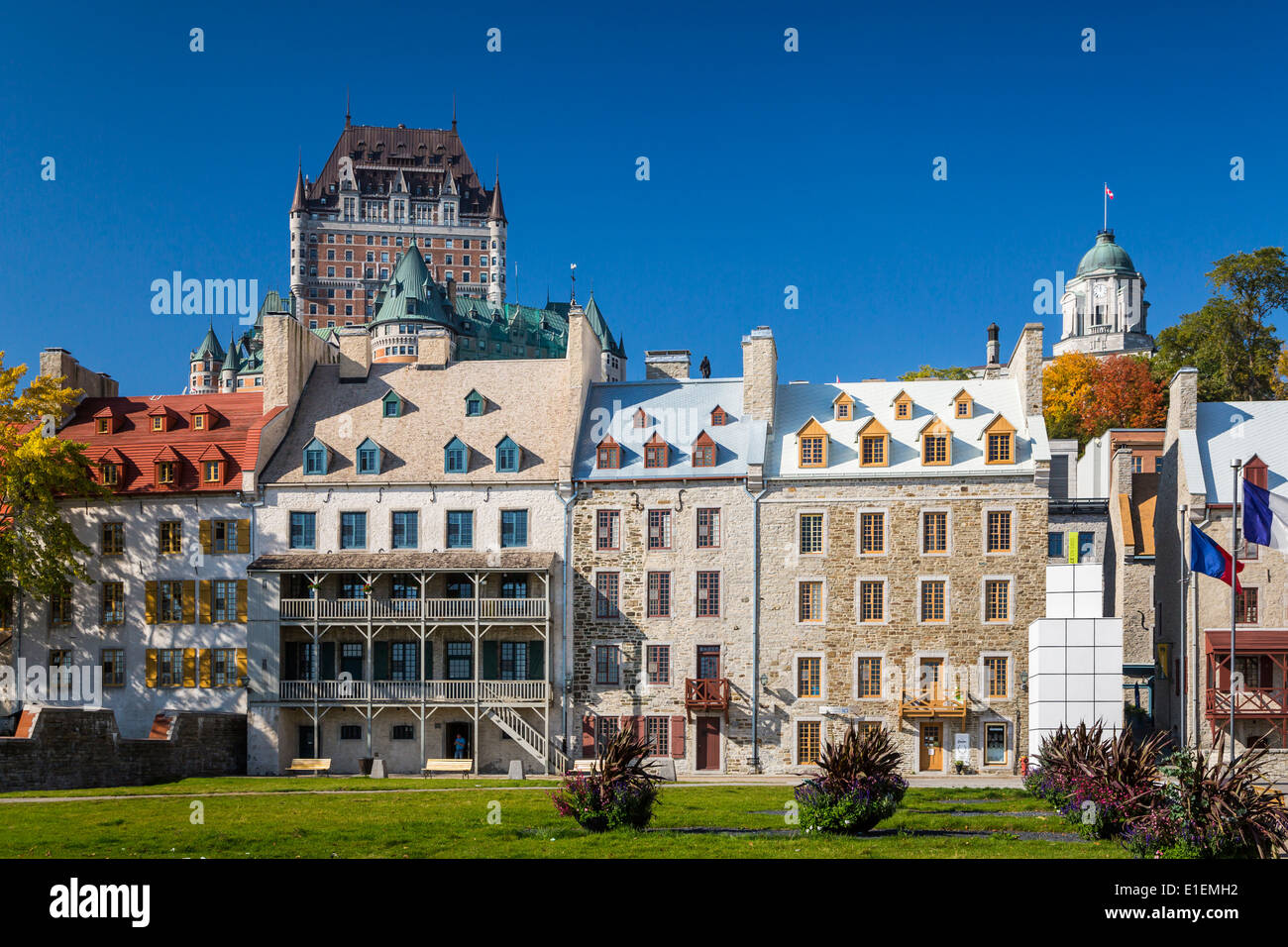 The Fairmont Chateau Frontenac and the historic buildings of Lower Town ...