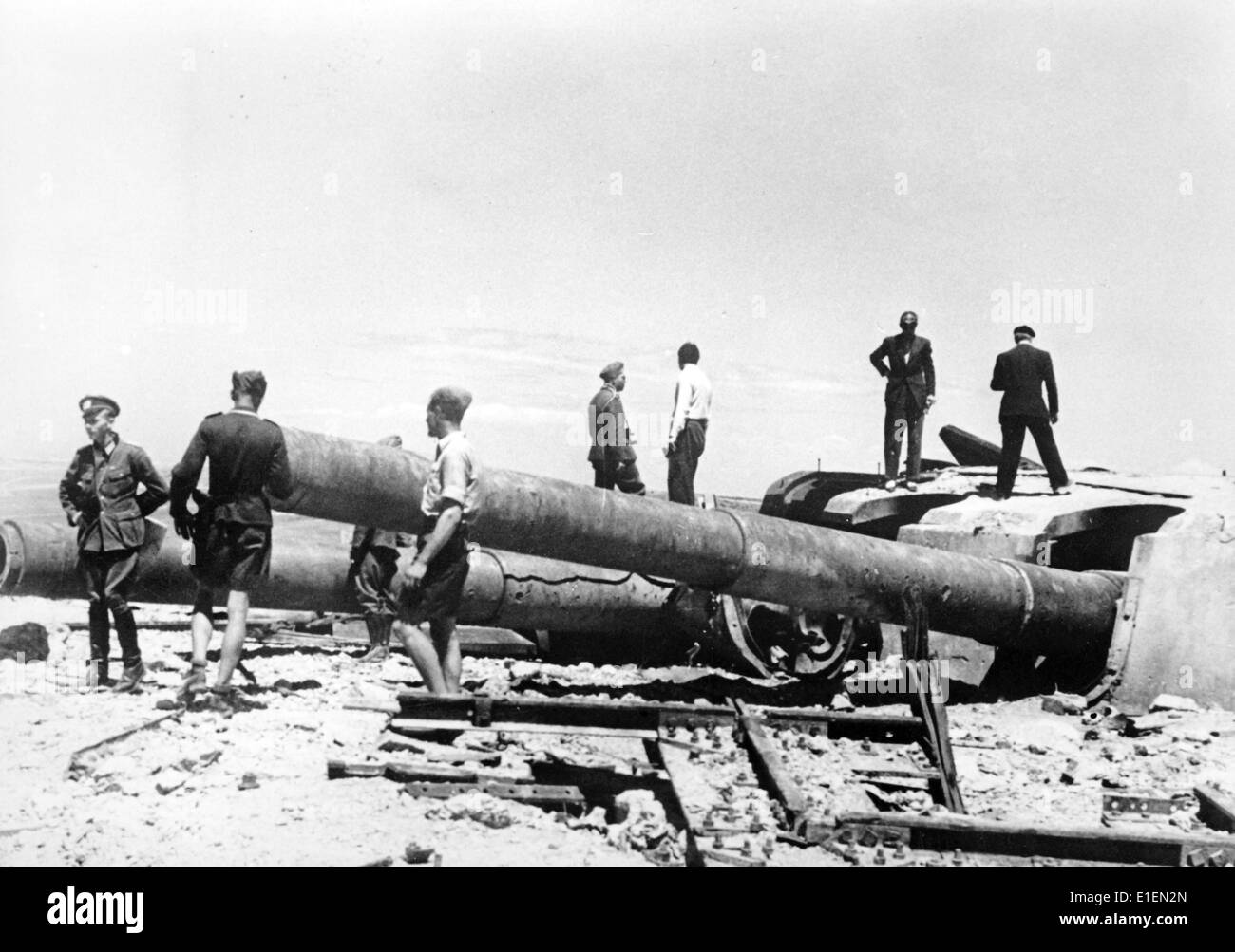 The picture from Nazi news reports shows a destroyed armored cupola ...