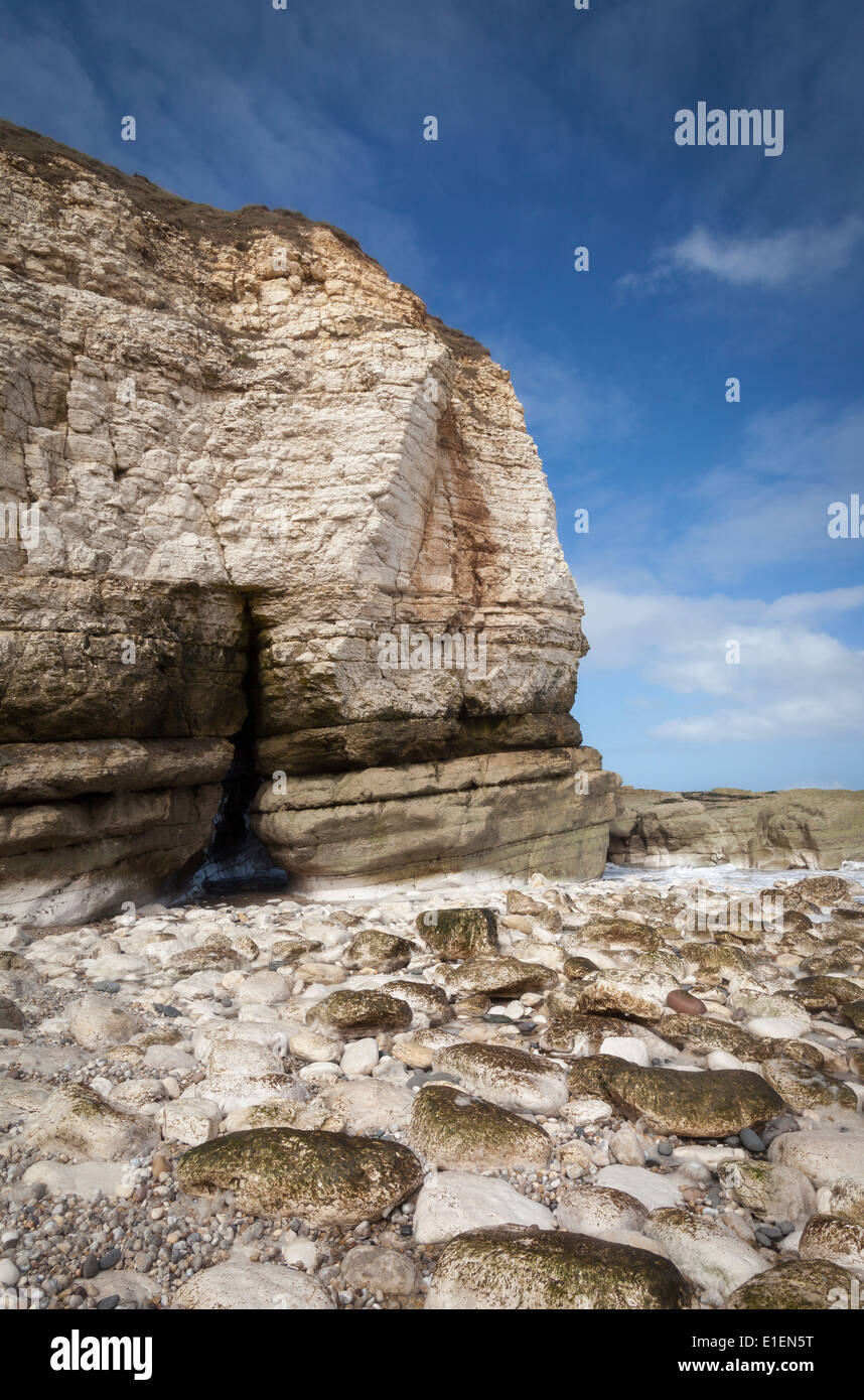 Beach and cliffs at Flamborough, East Yorkshire Coast, UK Stock Photo ...