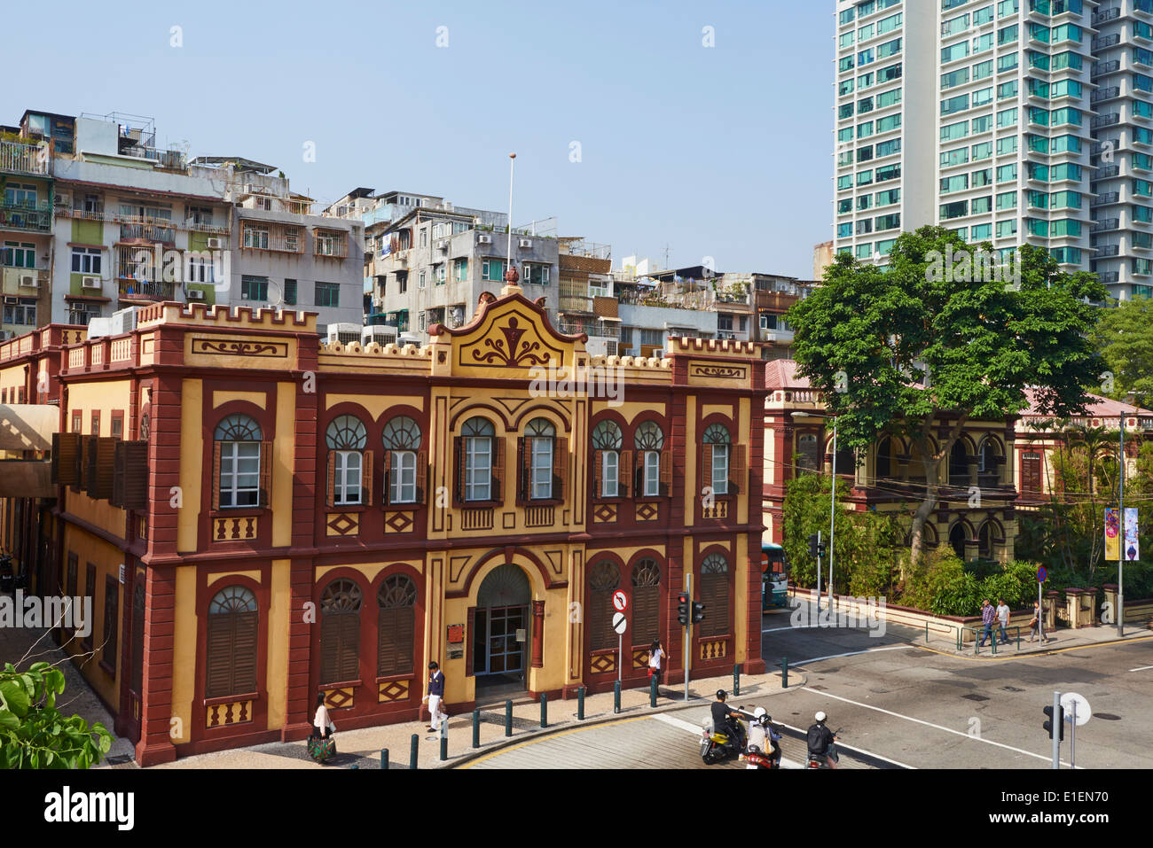 China, Macau, colonial architecture on Avenida do Conselheiro Ferreira ...
