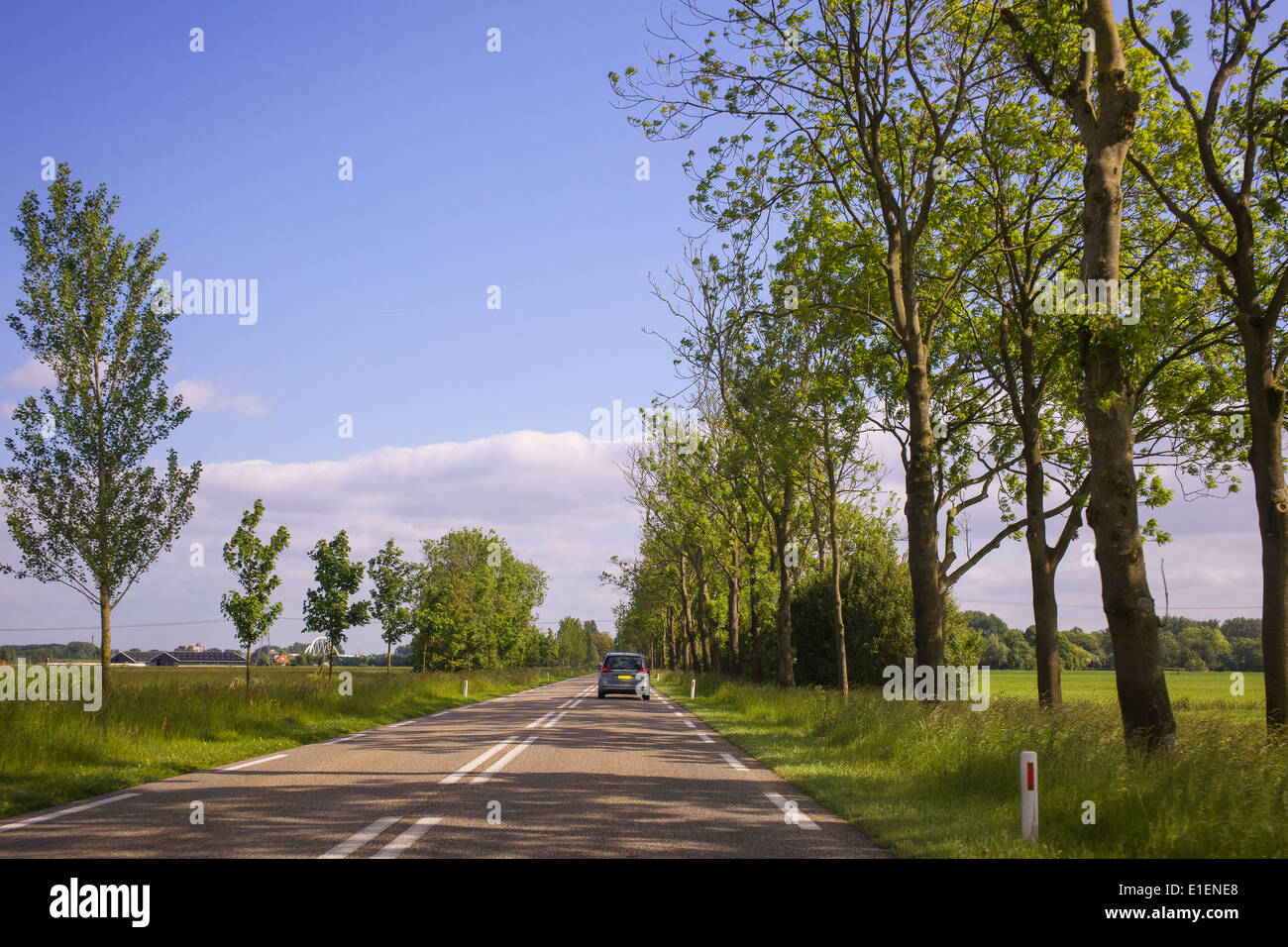 Car driving on an empty rural road in the Netherlands Stock Photo - Alamy