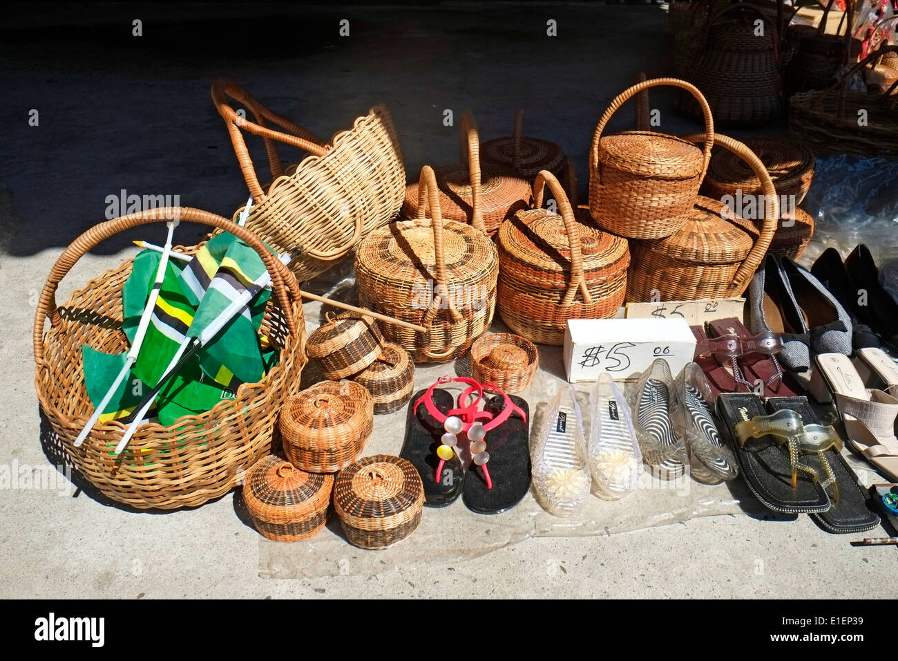Handmade baskets Roseau Dominica Nation Caribbean Sea Windward Island ...
