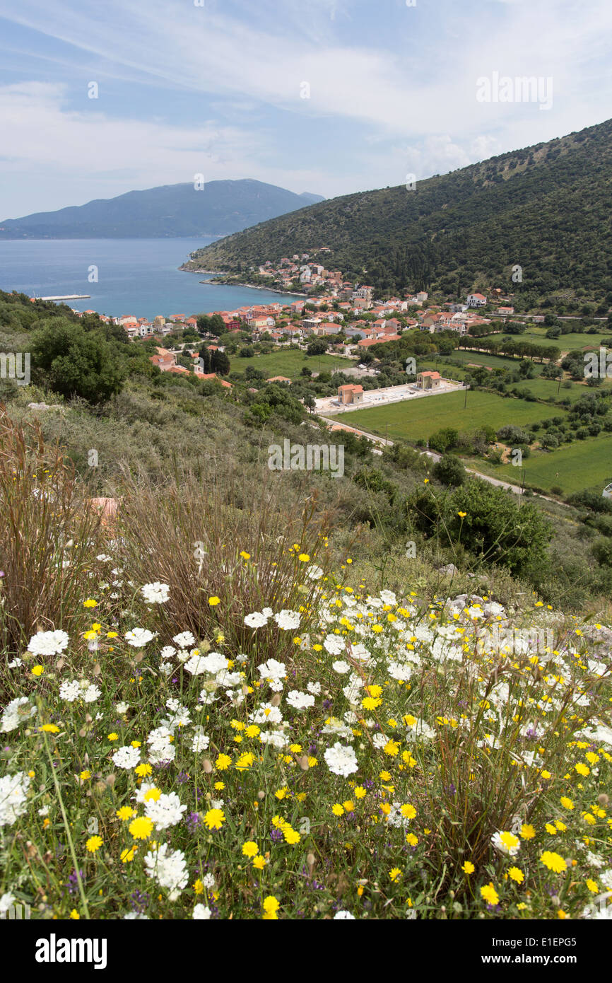 Village of Agia Efimia, Kefalonia. Picturesque elevated view of Agia ...