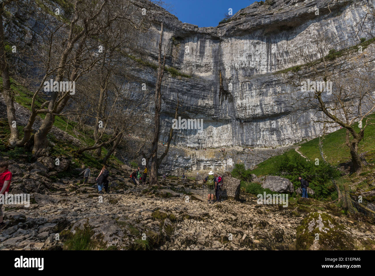 Malham Cove looking up from the river basin Stock Photo - Alamy