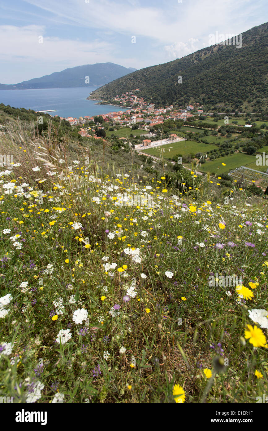 Village of Agia Efimia, Kefalonia. Picturesque elevated view of Agia ...