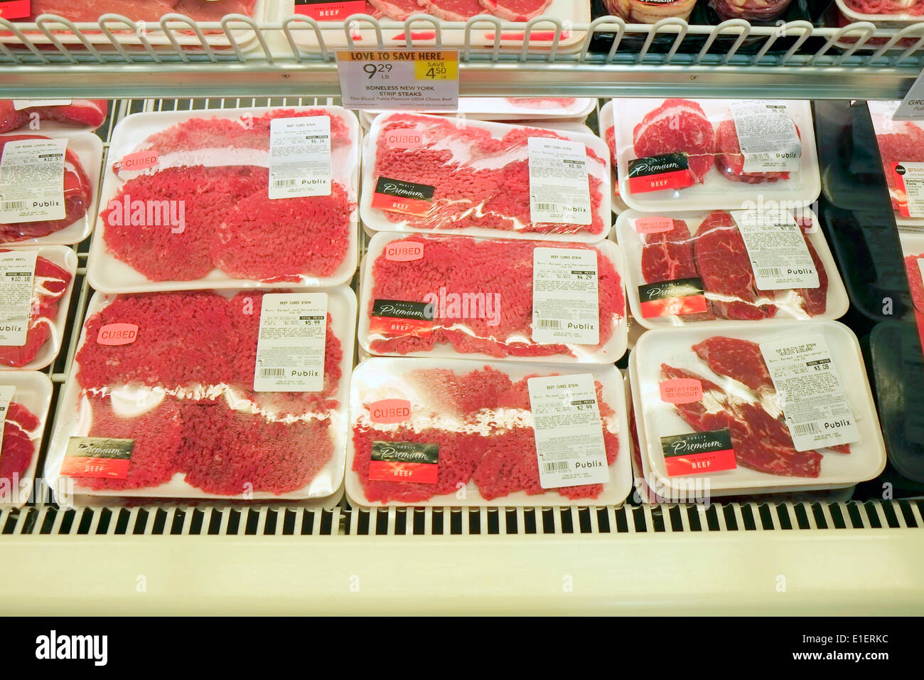 Fresh red meat for sale at a grocery store Stock Photo - Alamy