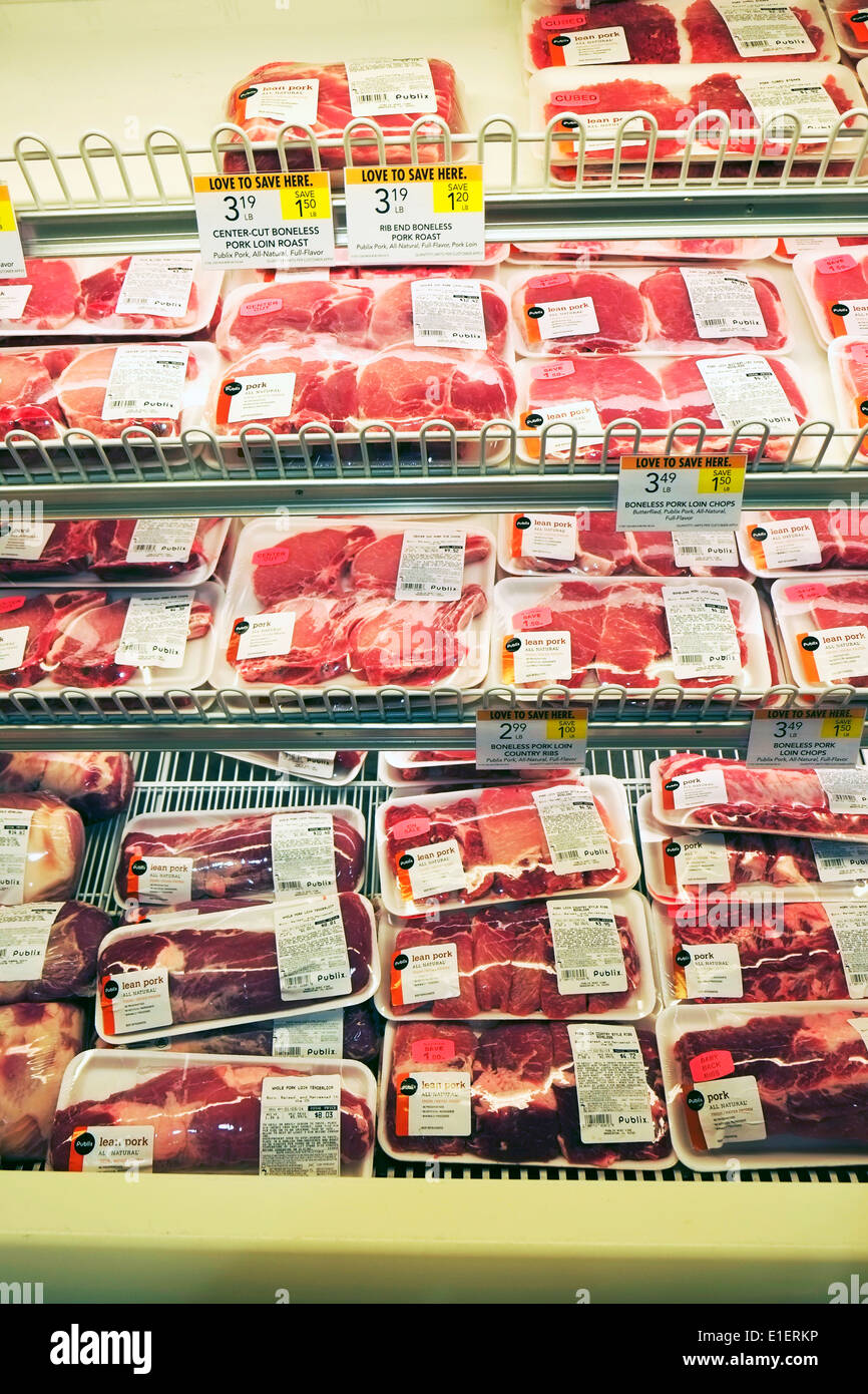 Fresh red meat for sale at a grocery store Stock Photo - Alamy