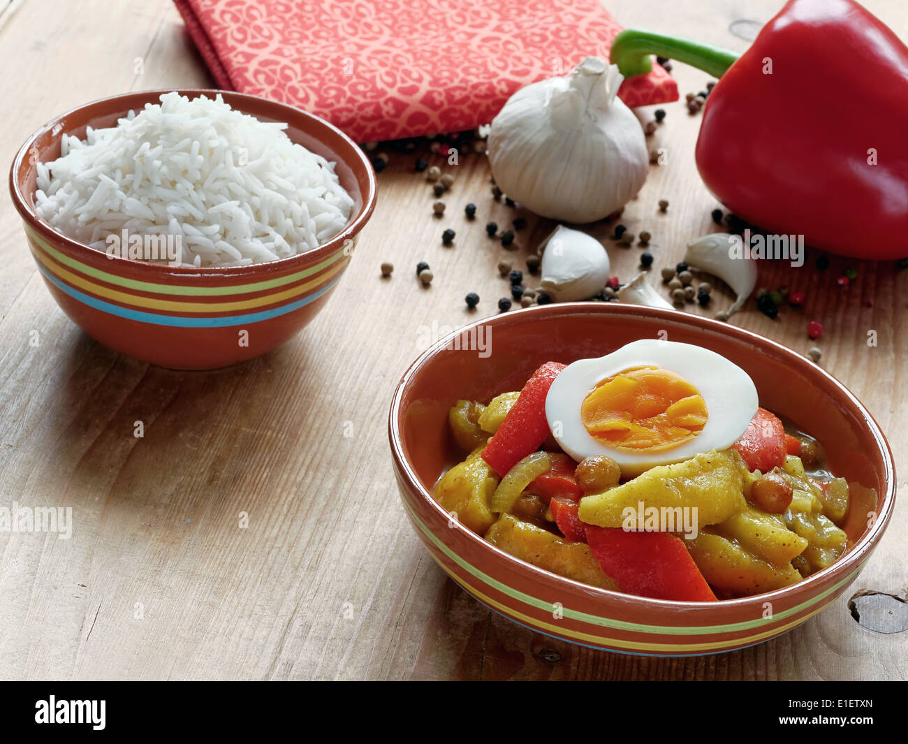 Traditional South-African curry dish with rice Stock Photo - Alamy