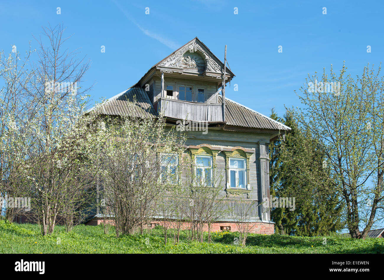 Old village house in spring day Stock Photo - Alamy