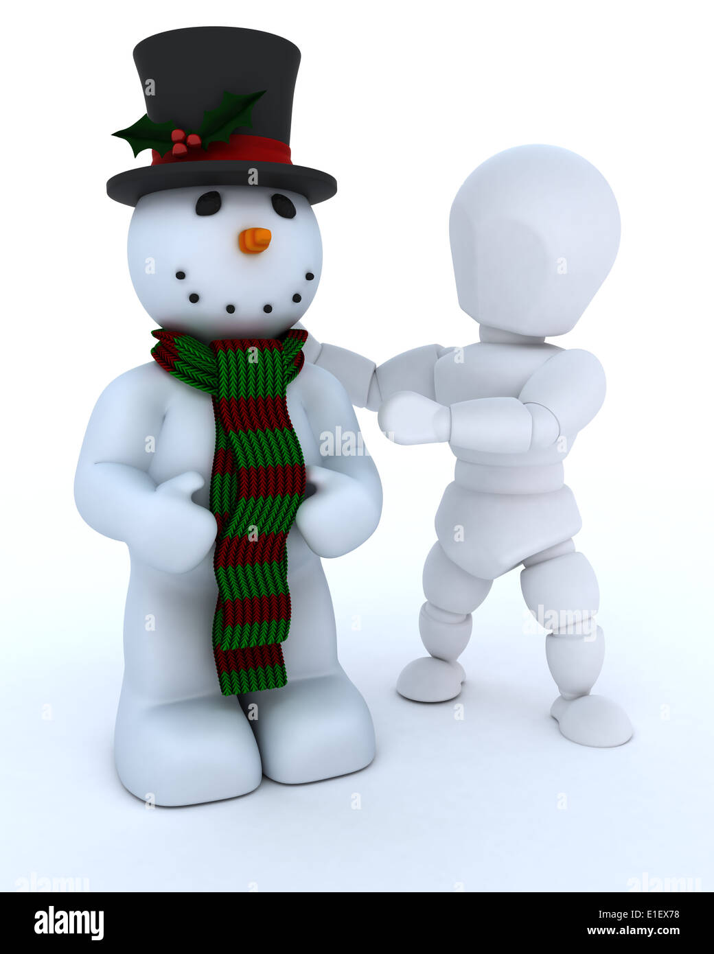 3D render of a man building a snowman Stock Photo - Alamy