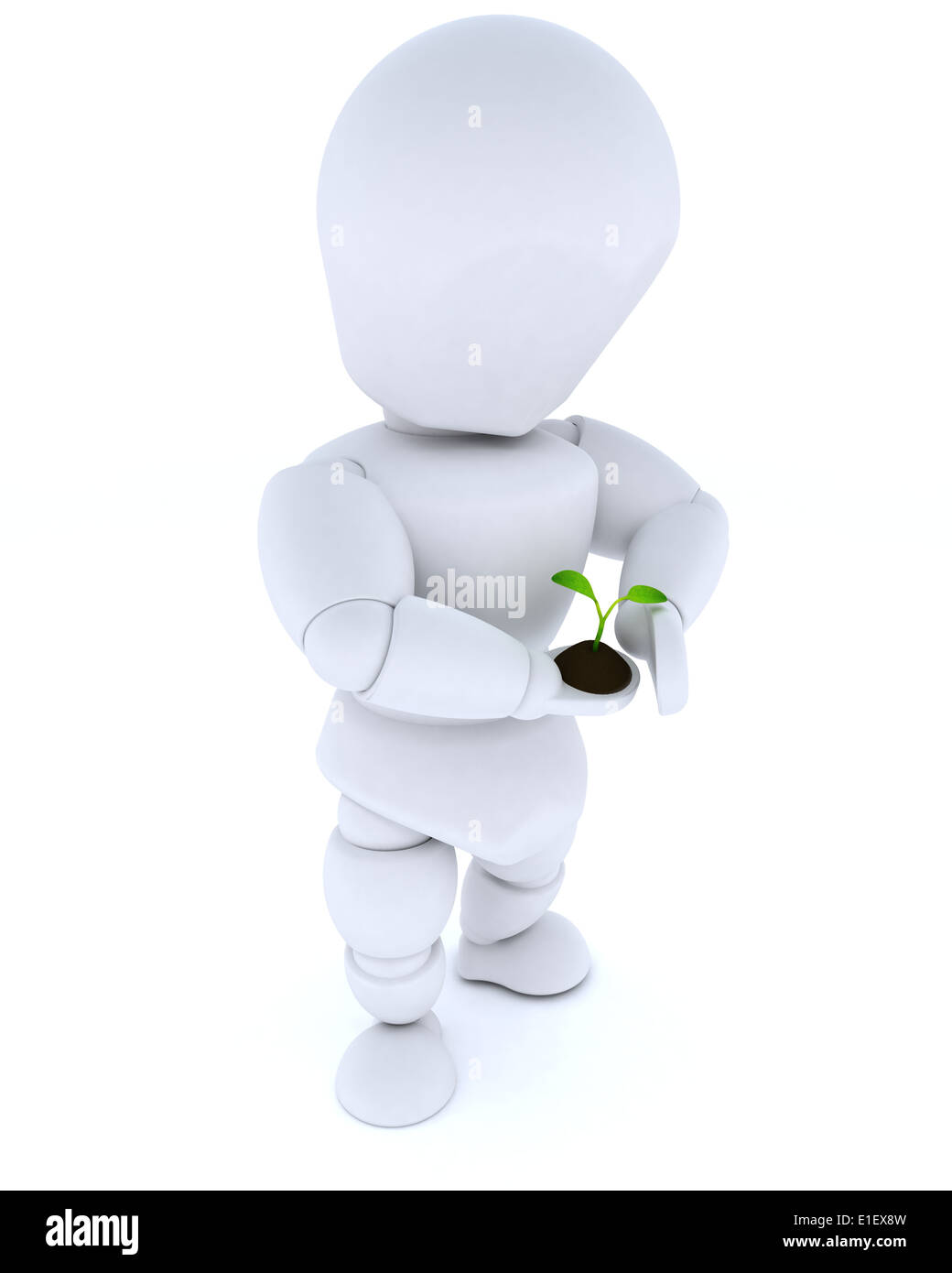 3D render of a man nurturing a seedling plant Stock Photo - Alamy