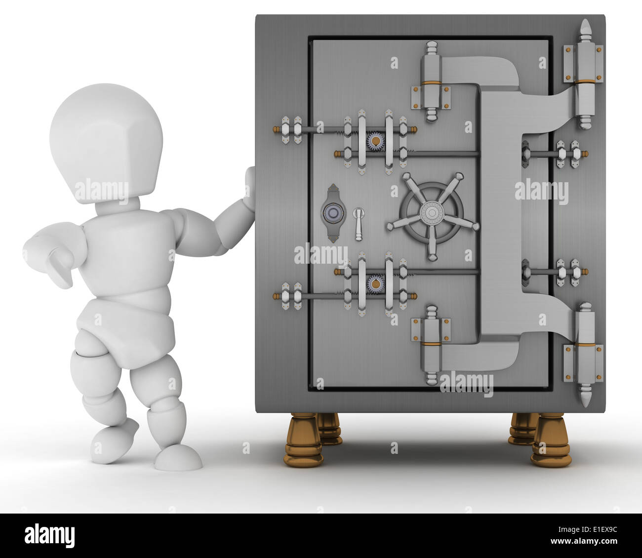 3D render of a man with bank vault Stock Photo - Alamy