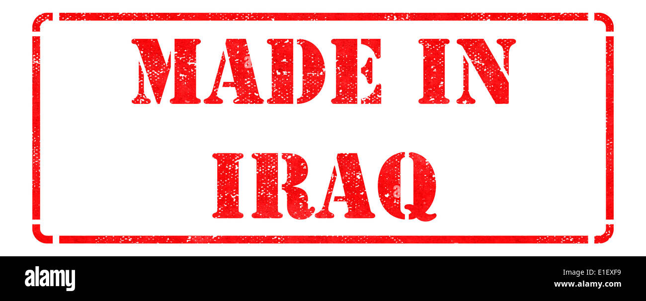 Made in Iraq - inscription on Red Rubber Stamp Isolated on White Stock ...