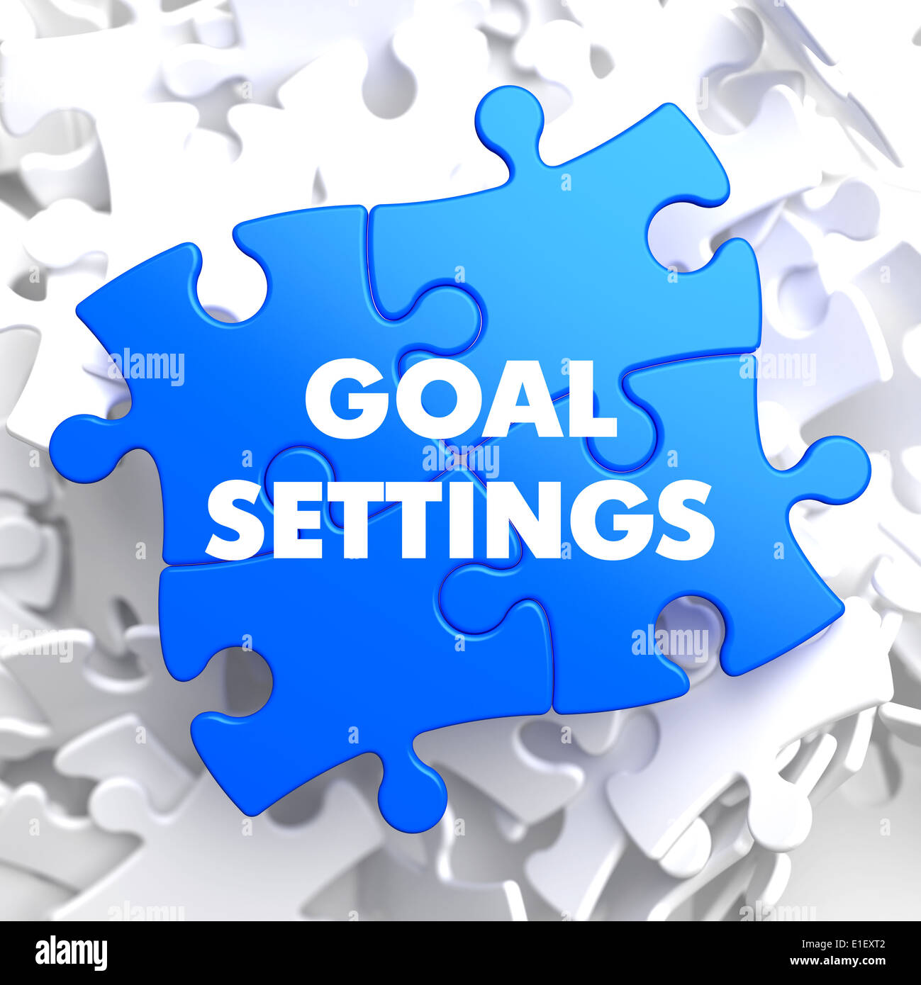 Goal Settings on Blue Puzzle on White Background Stock Photo - Alamy