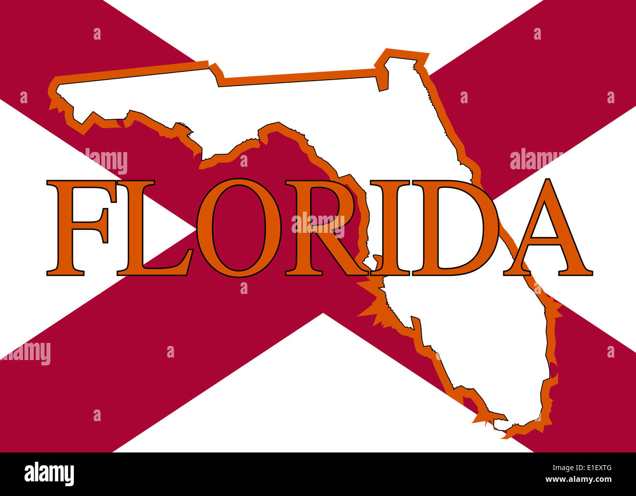 An outline map of Florida with the cross from the flag Stock Photo - Alamy