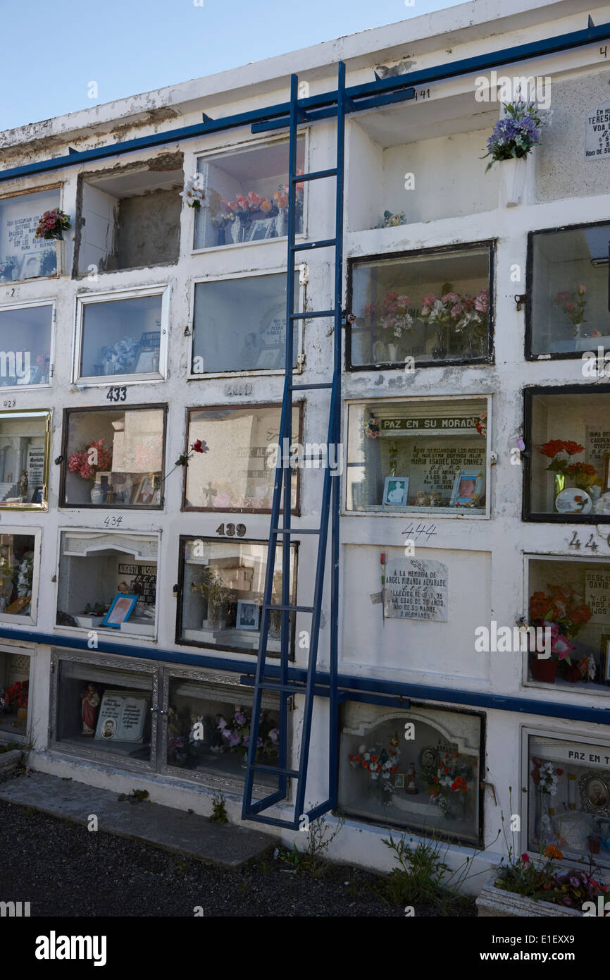 vertically stacked tombs and ladder in cemetery of Punta Arenas Chile ...