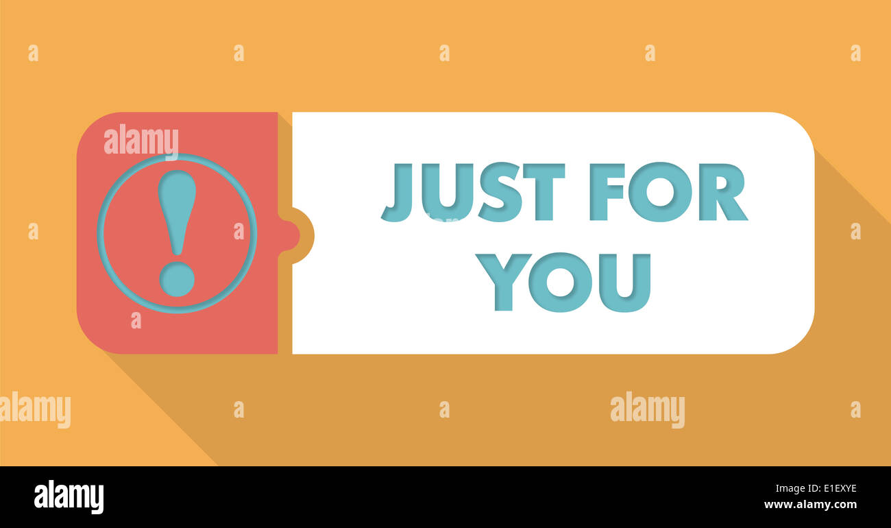 Just For You Button in Flat Design with Long Shadows on Orange ...
