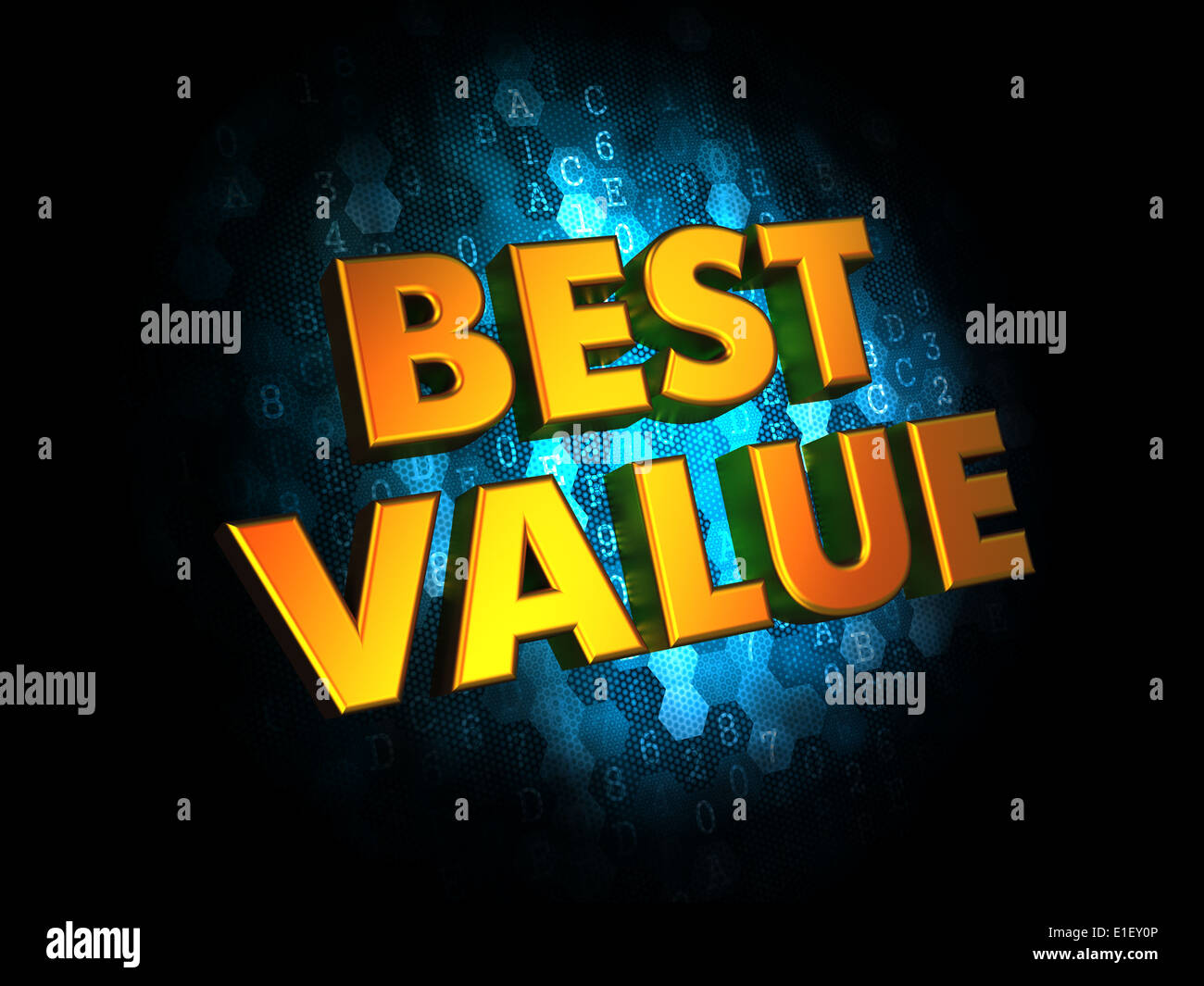 Best Value - Gold 3D Words on Dark Digital Background Stock Photo - Alamy