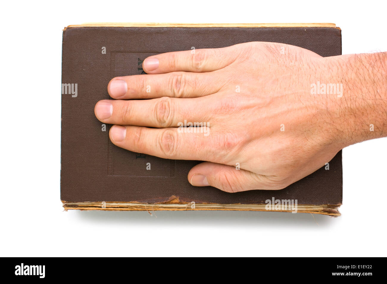 hand on the book isolated on white background Stock Photo - Alamy