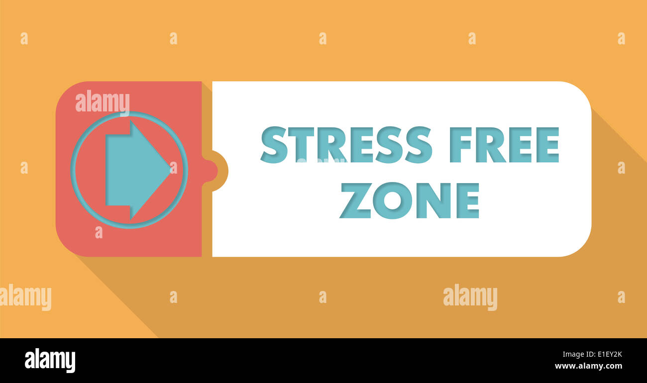 Stress Free Zone Button in Flat Design with Long Shadows on Orange ...