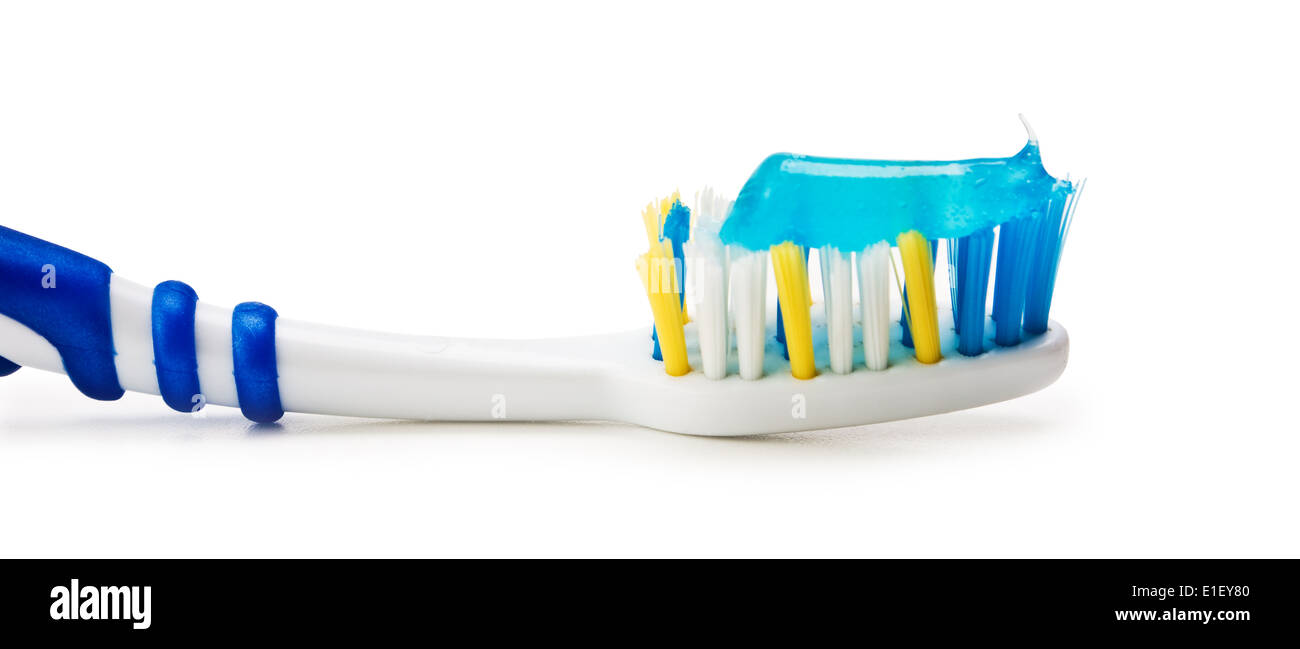 toothbrush and toothpaste isolated on a white background Stock Photo ...