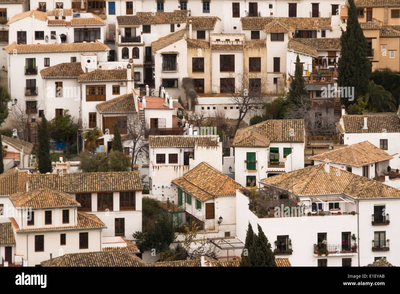 Houses of the old district of El Albayzin in Granada, Spain Stock Photo ...