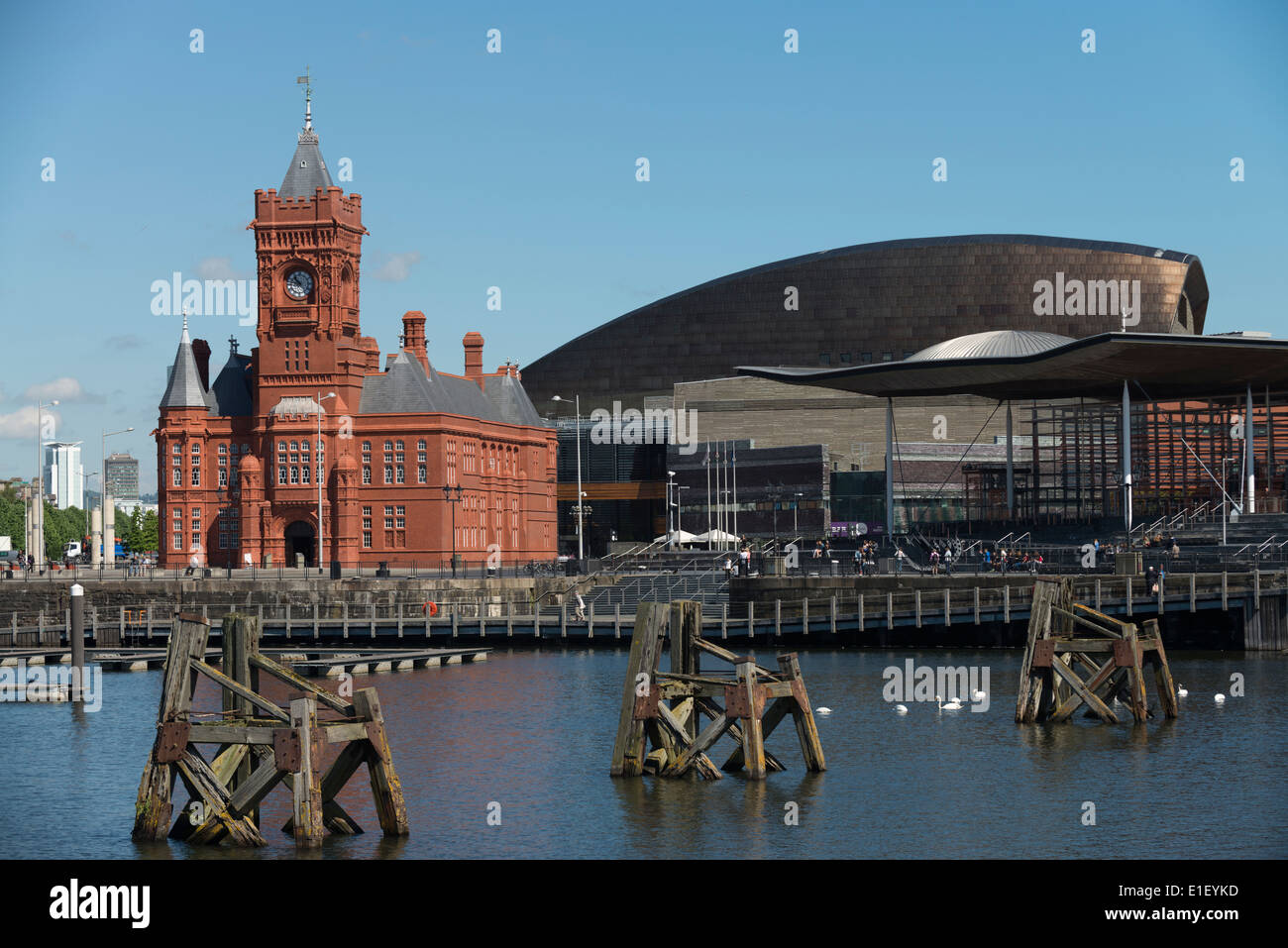 Blue skies over The Pierhead Building, The Millennium Centre and The ...
