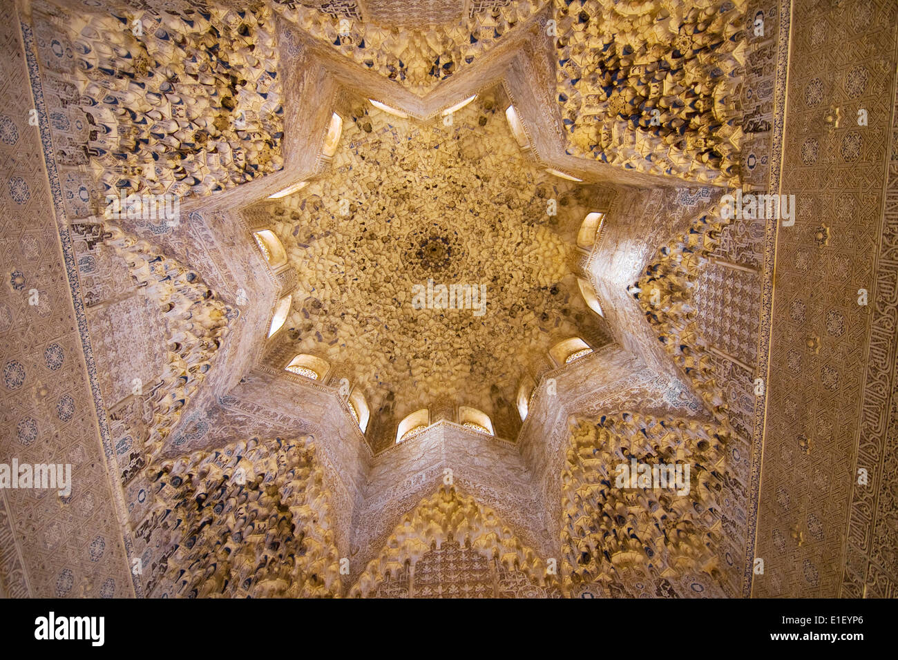 Star shaped ceiling at the Alhambra, Granada, Spain Stock Photo - Alamy