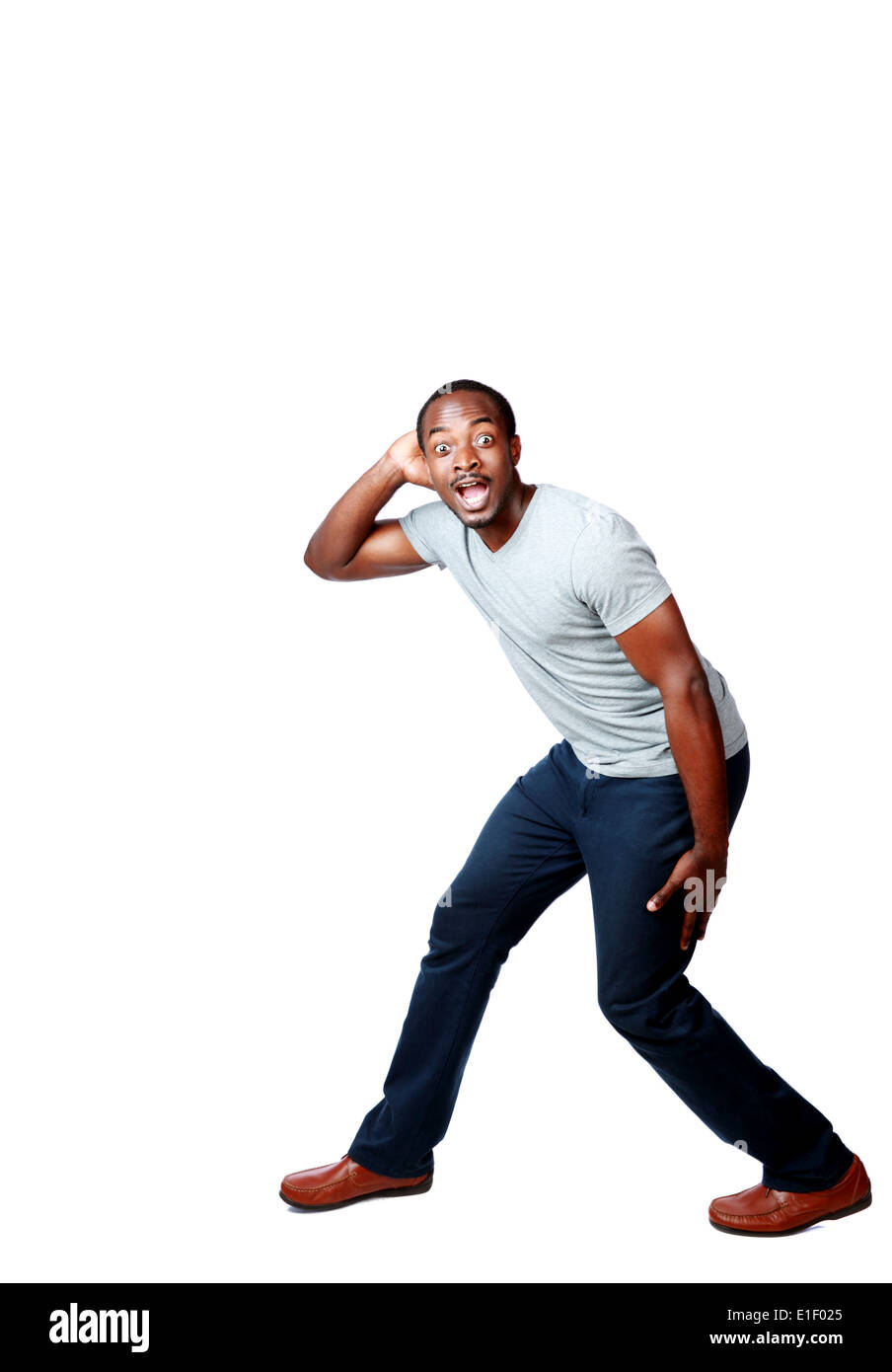 Portrait of a funny african man over white background Stock Photo - Alamy