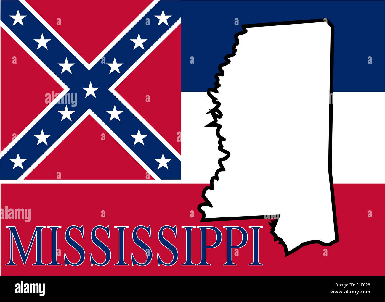 An outline map of Mississippiwith the cross from the flag Stock Photo ...