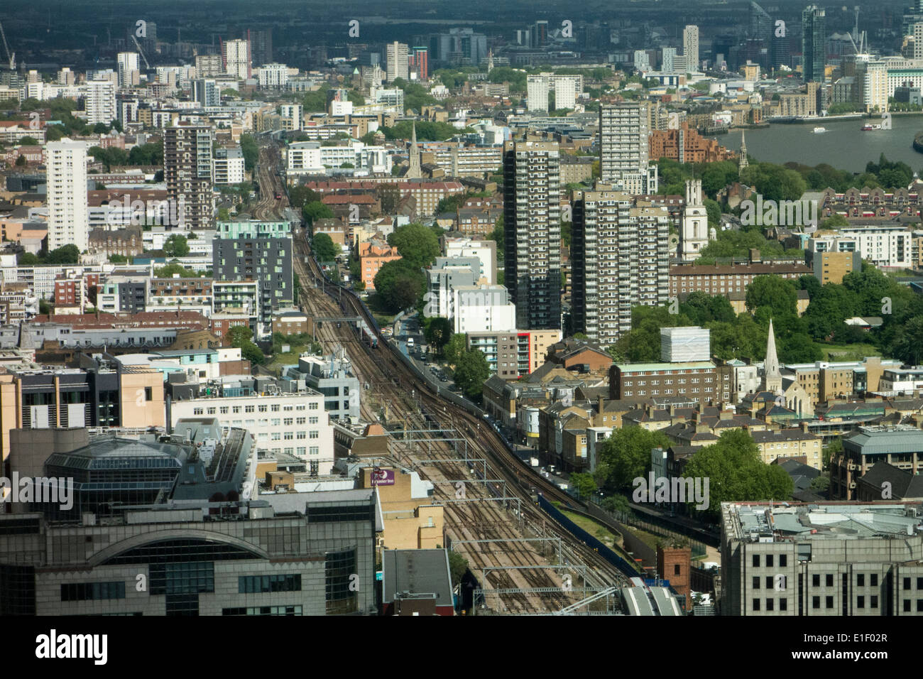 Central London aerial view of the East London and Limehouse, London, UK ...