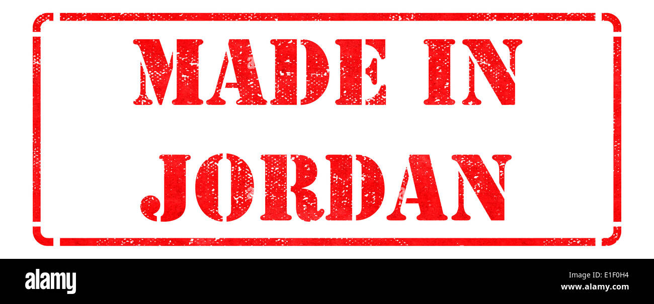 Made in Jordan - inscription on Red Rubber Stamp Isolated on White ...