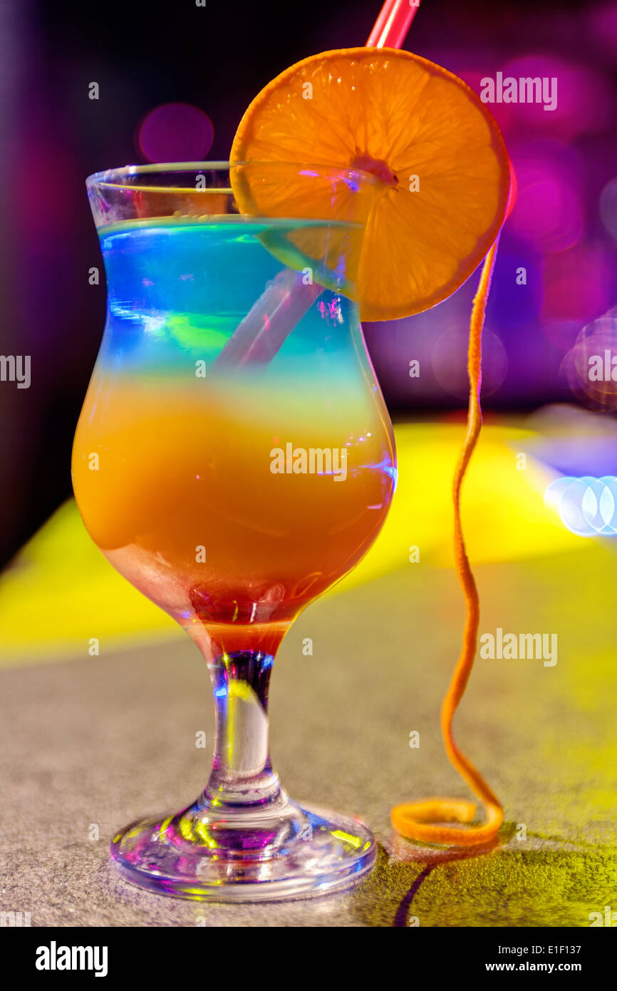 cocktail at bar in a night club with vivid colors Stock Photo - Alamy