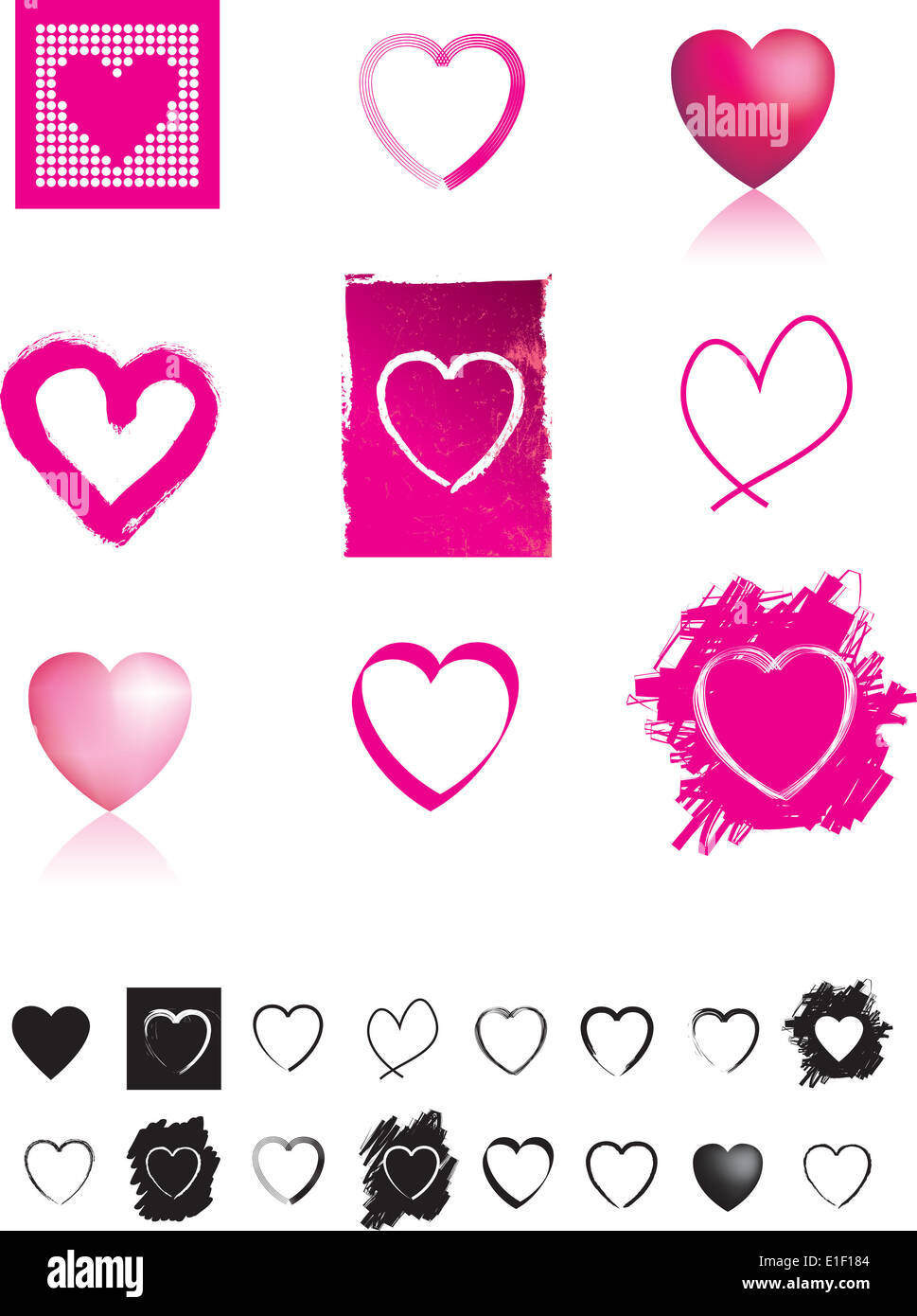Illustration of different styles of love heart Stock Photo - Alamy